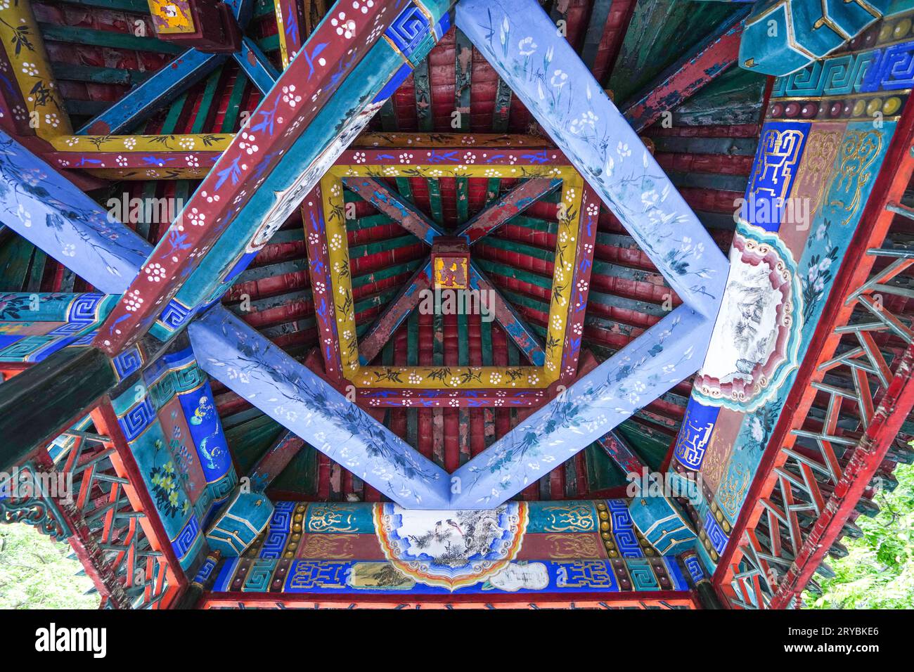 Internal structure of the pavilion in Beijing Ditan Park Stock Photo ...