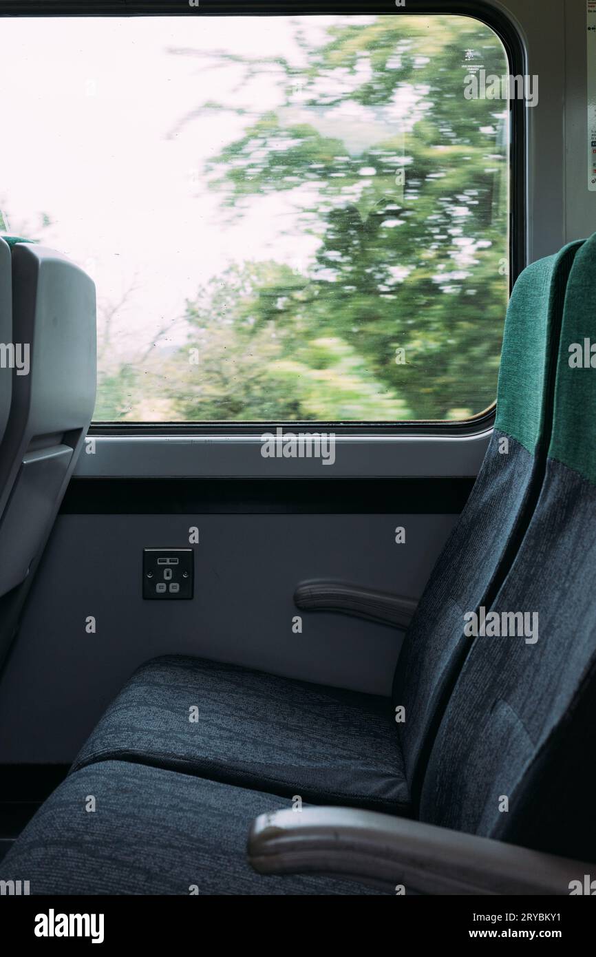 Empty train window seat Stock Photo - Alamy