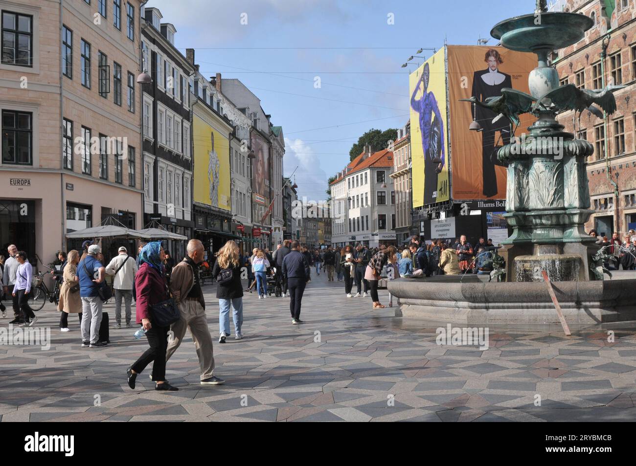 30 September. 2023/. Visitors and shoppers view at stroeget pedestrains ...