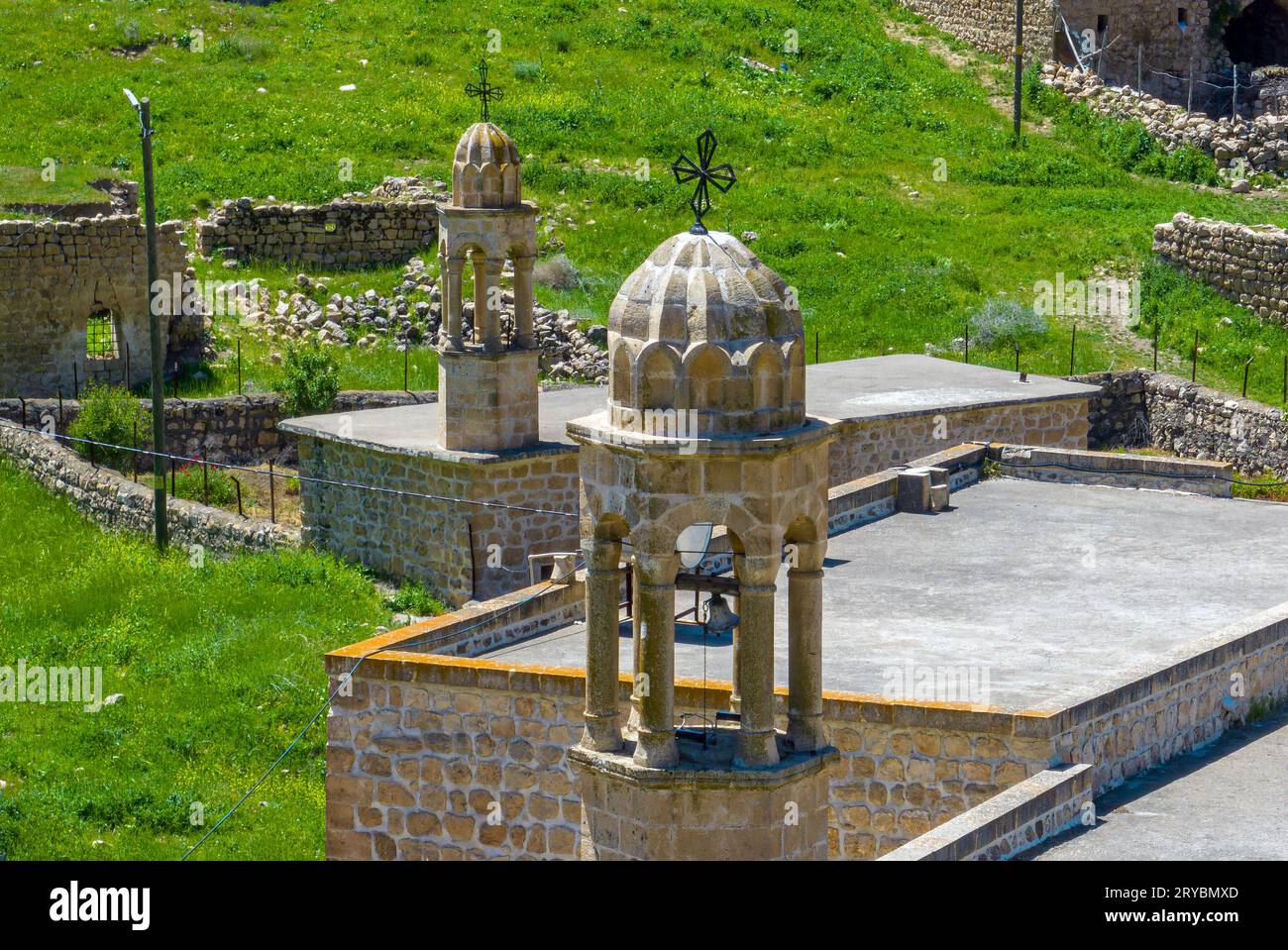 View over the abandoned village of Killit, near the town of Savur, in ...