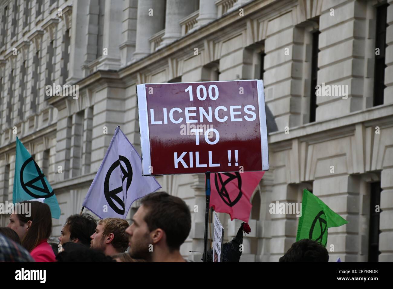 Whitehall Place, London, UK. 30th Sep, 2023. Protests against the UK ...