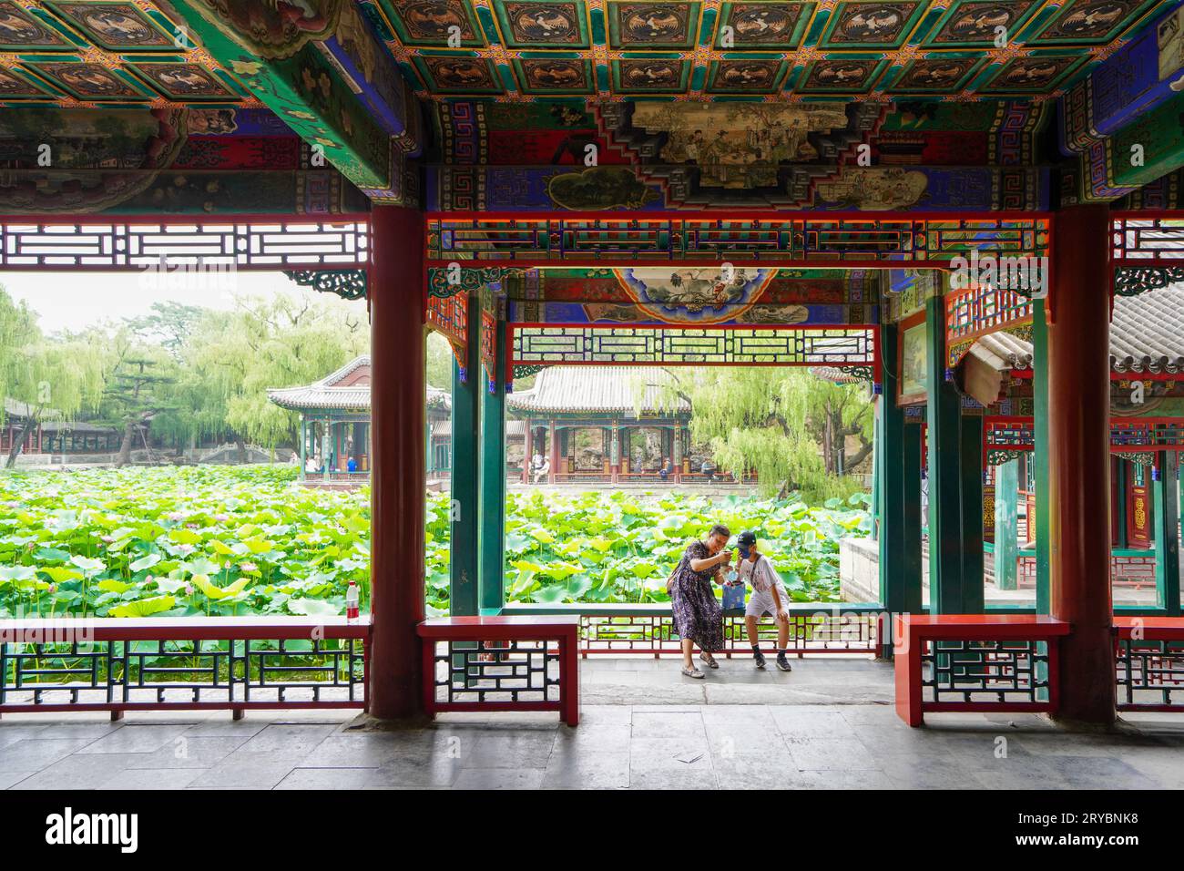 Beijing City, China - July 3, 2023: Tourists play in Summer Palace ...