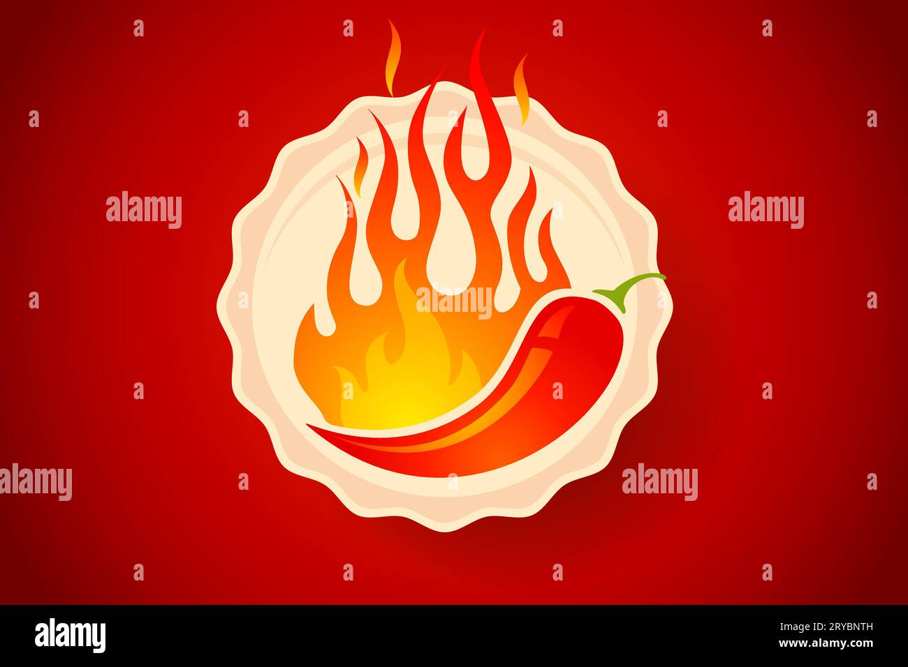 Vector chilli icon with fire. Vector logo with red chili with flame ...