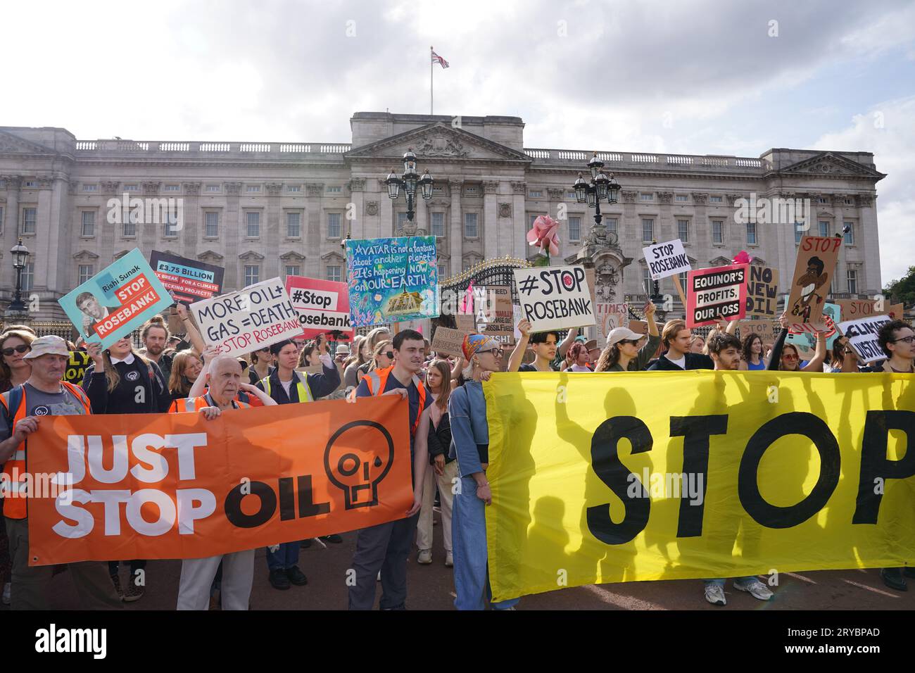 People take part during a protest in central London after the ...