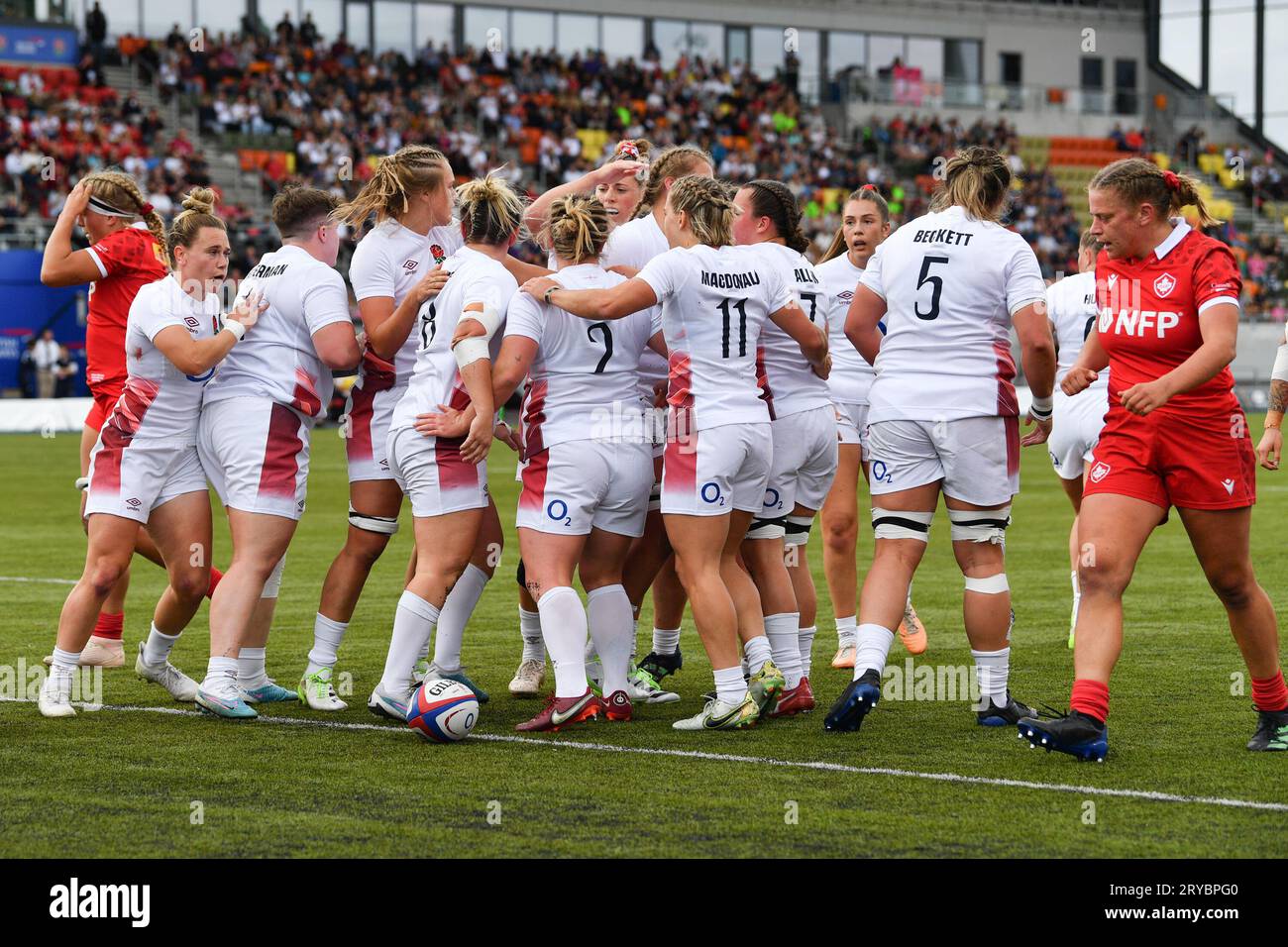 Marlie Packer (capt) of England Women being congratulated for scoring ...