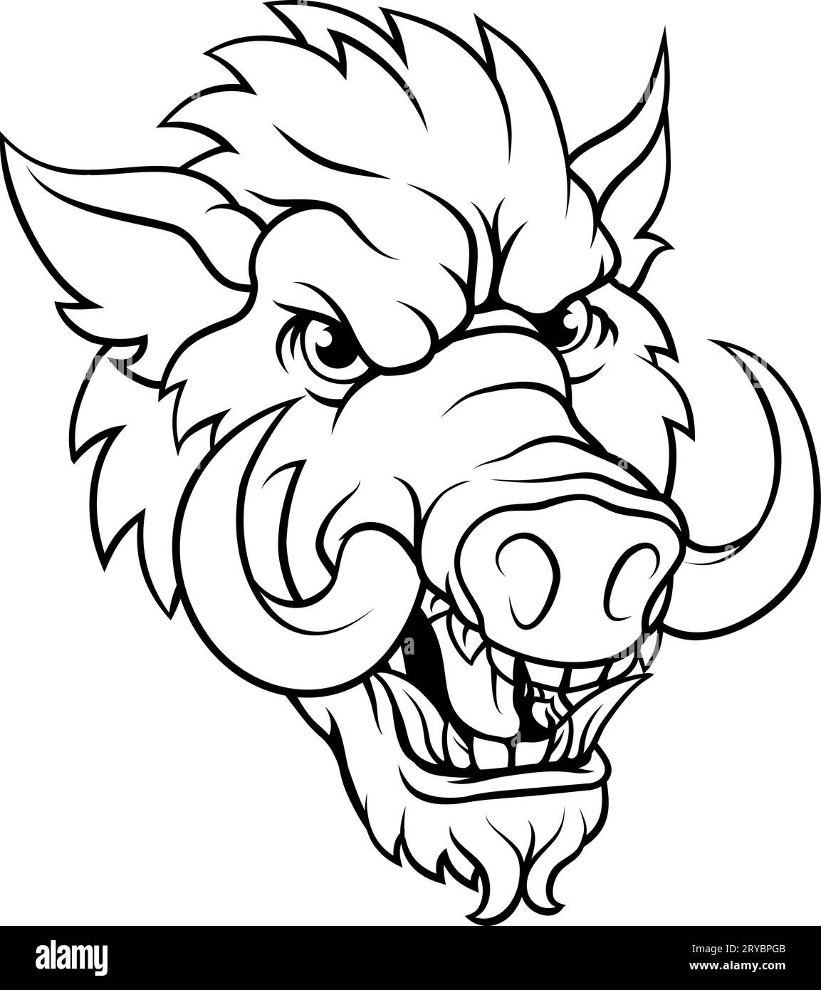 Boar Wild Hog Razorback Warthog Mascot Pig Cartoon Stock Vector Image ...