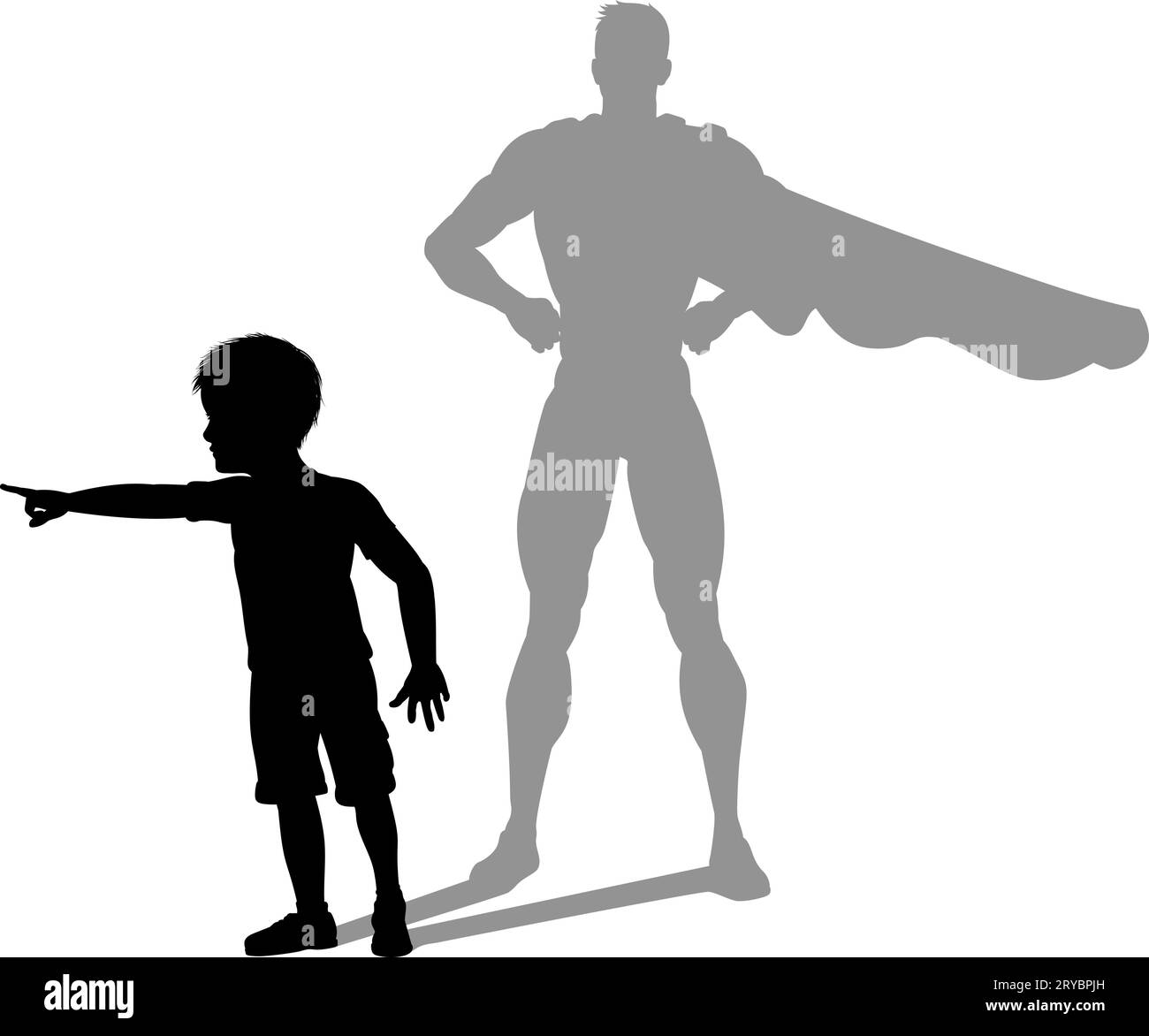 Superhero Child Kid With Super Hero Shadow Stock Vector Image & Art - Alamy
