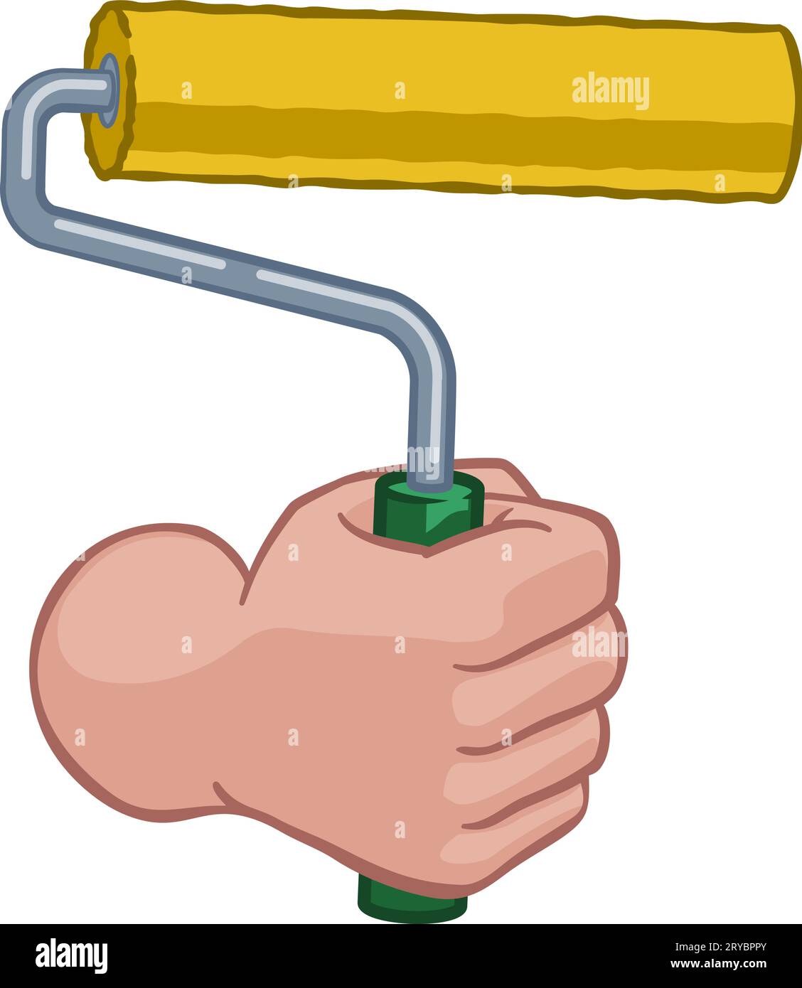 Painter Decorator Hand Fist Paint Roller Cartoon Stock Vector Image ...