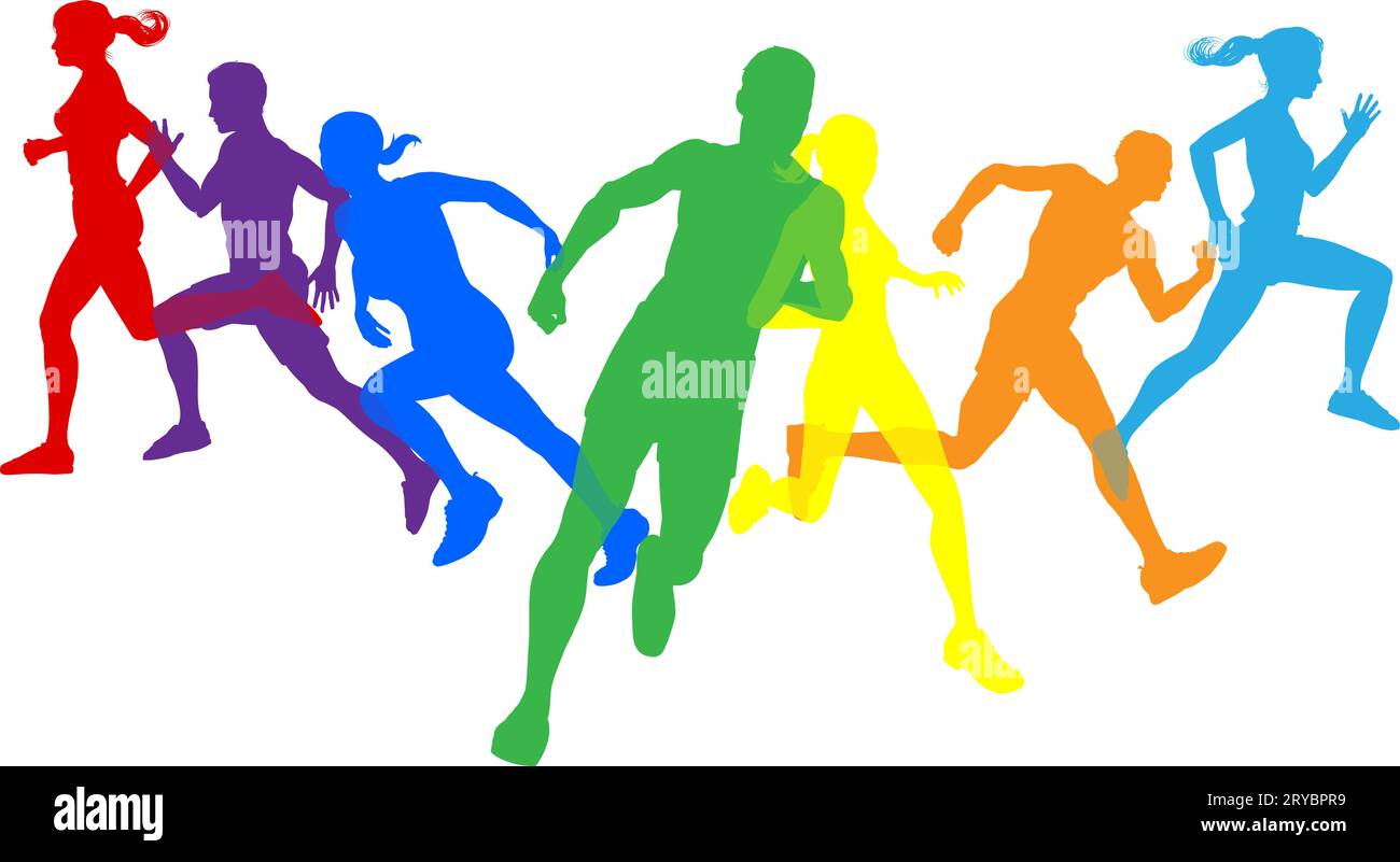 Silhouette Runners Running Sports Silhouettes Set Stock Vector Image ...