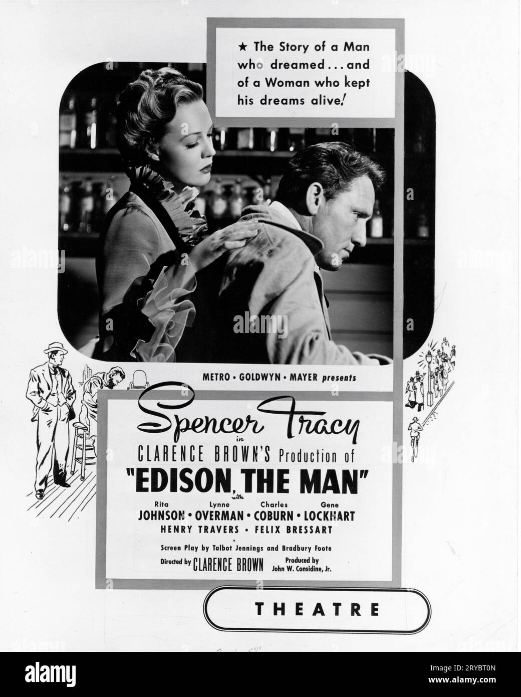 SPENCER TRACY as Thomas Alva Edison and RITA JOHNSON as Mary Stilwell ...