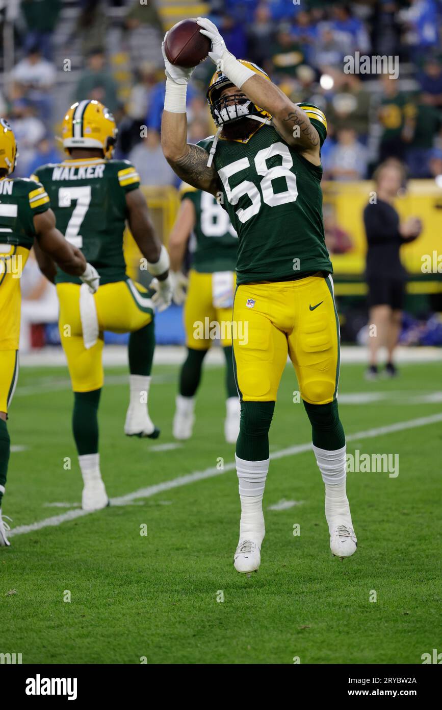 Green Bay Packers linebacker Isaiah McDuffie (58) before an NFL ...