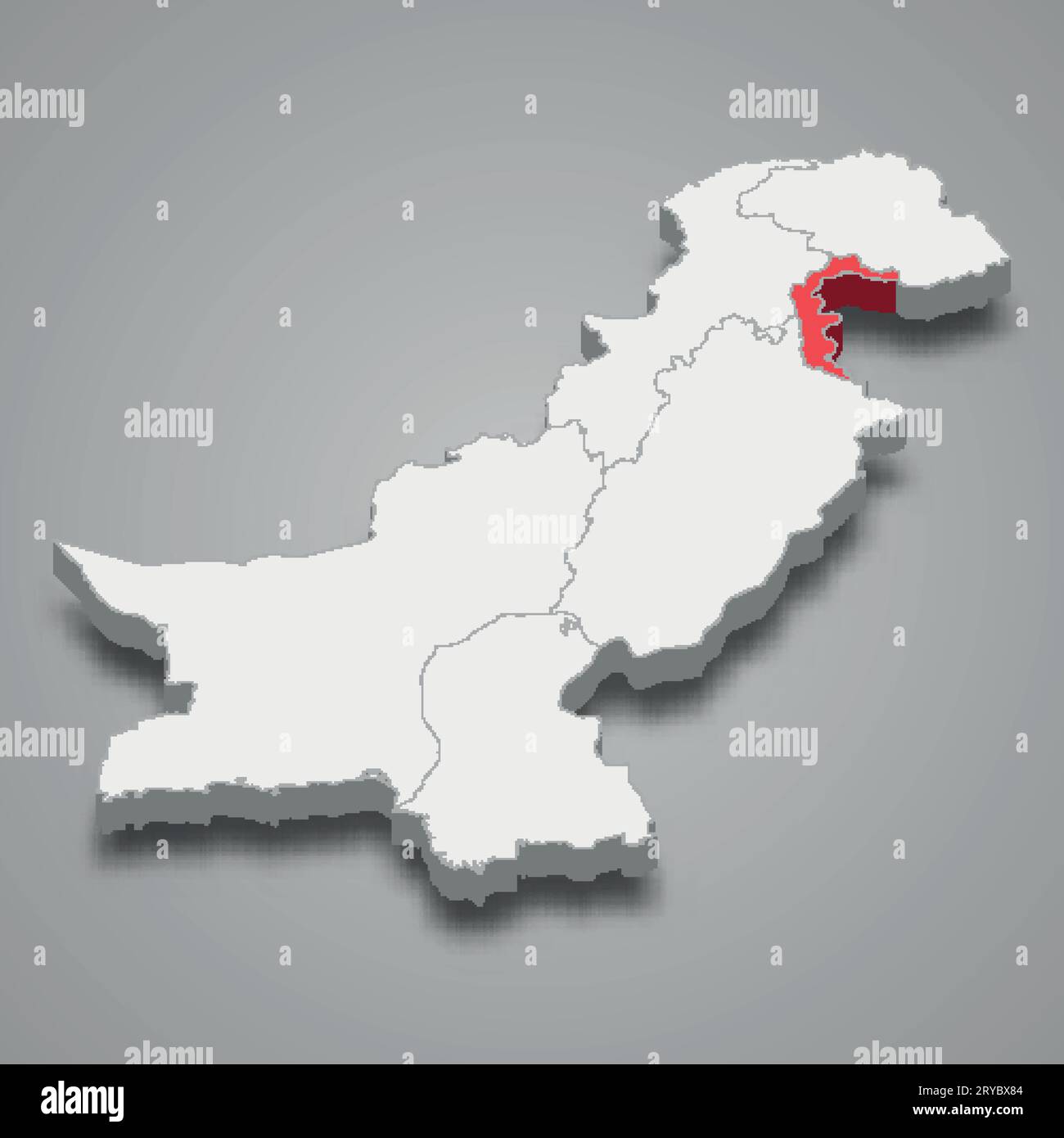 Azad Kashmir state location within Pakistan 3d isometric map Stock ...