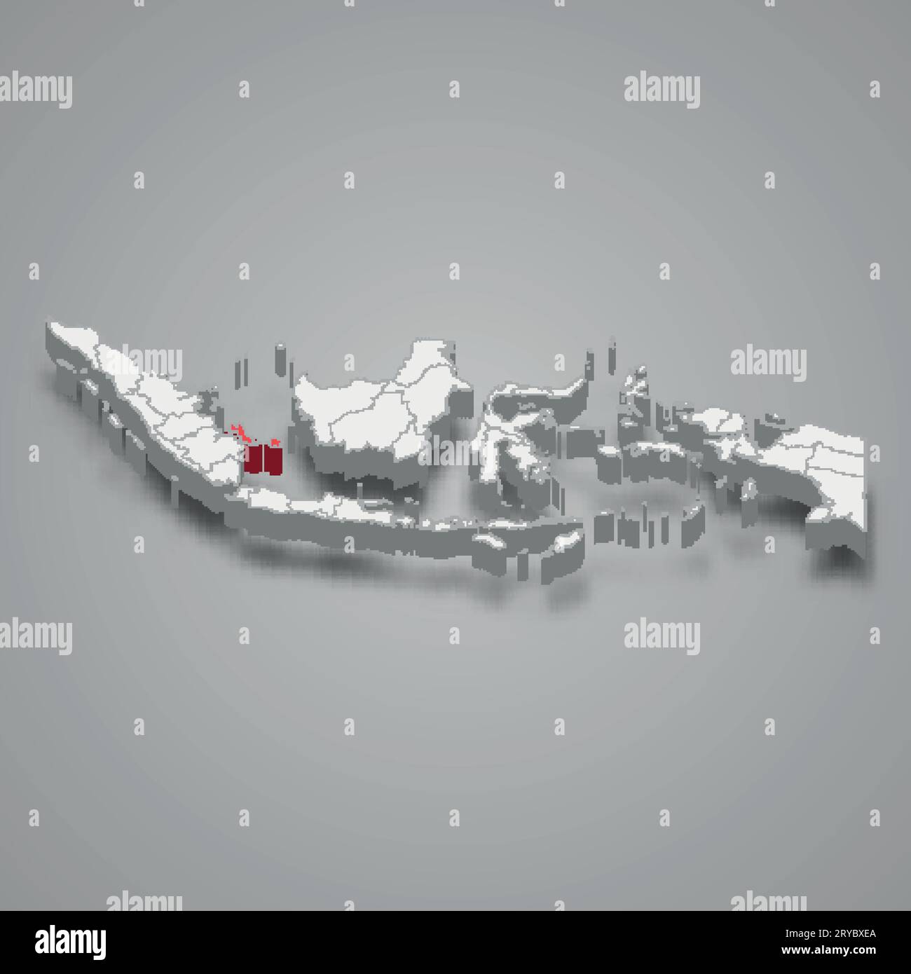 Bangka Belitung Islands province location Indonesia 3d isometric map ...