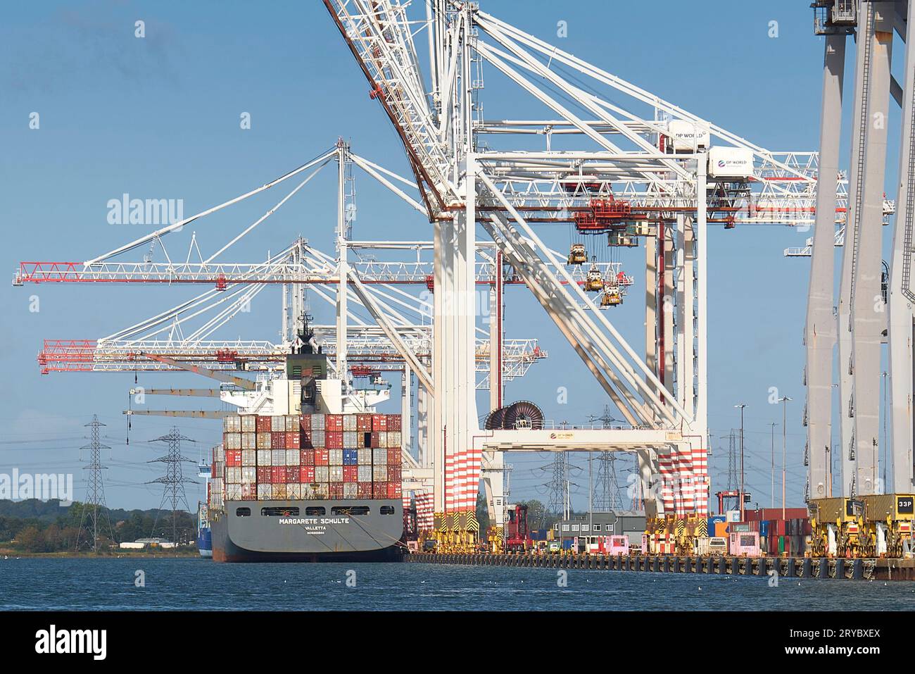 Container Ships Loading And Unloading In The Southampton Container ...