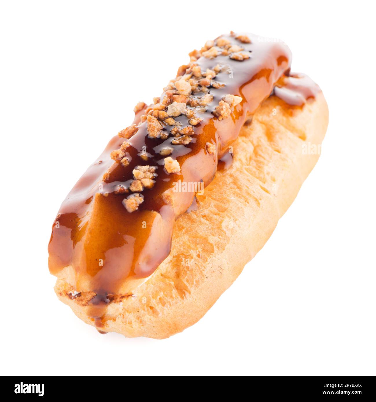 Eclair with caramel decoration Stock Photo - Alamy