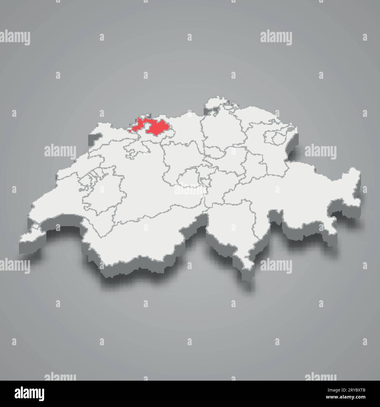 Basel-Country cantone location within Switzerland 3d isometric map ...