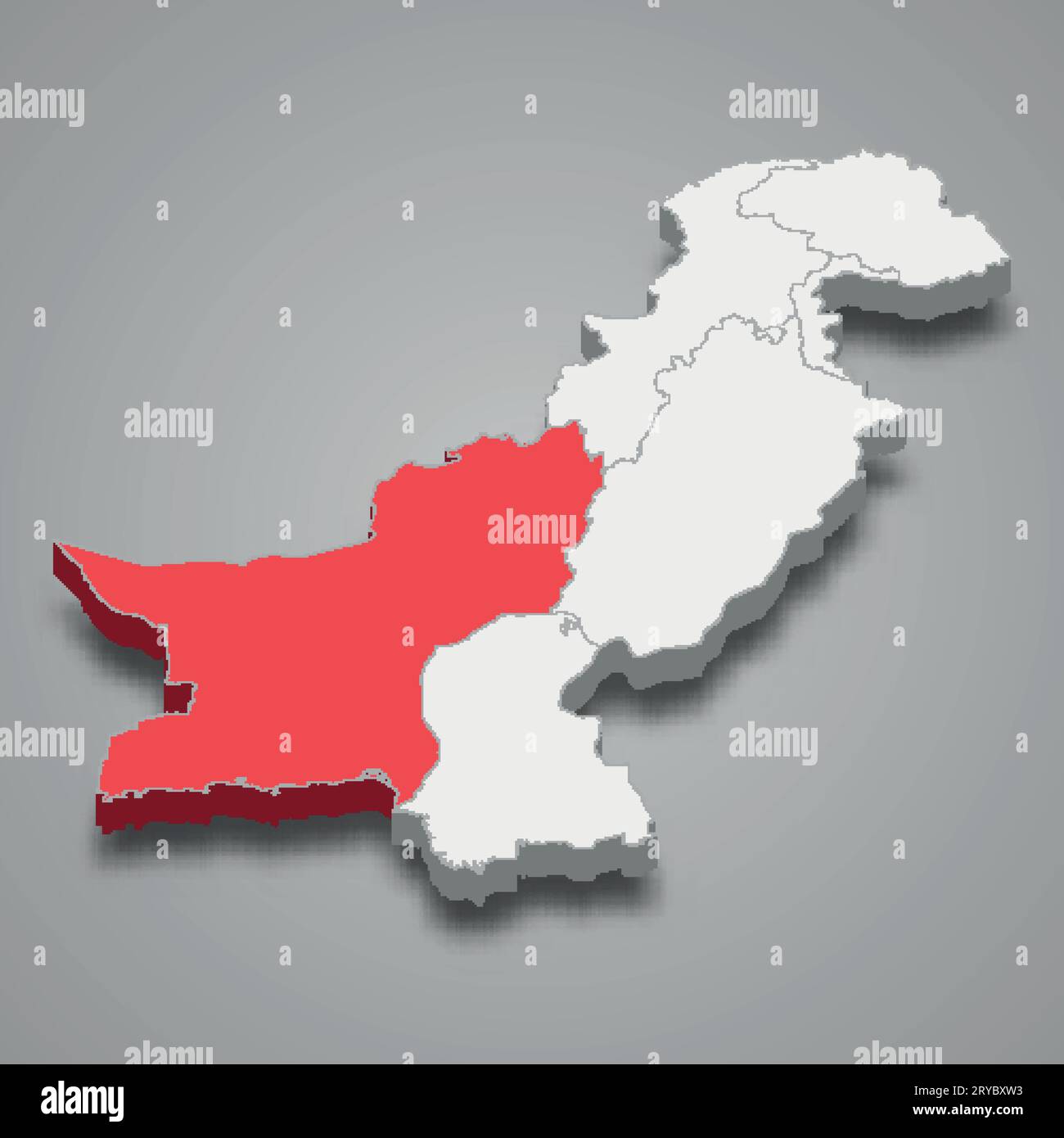 Balochistan state location within Pakistan 3d isometric map Stock ...