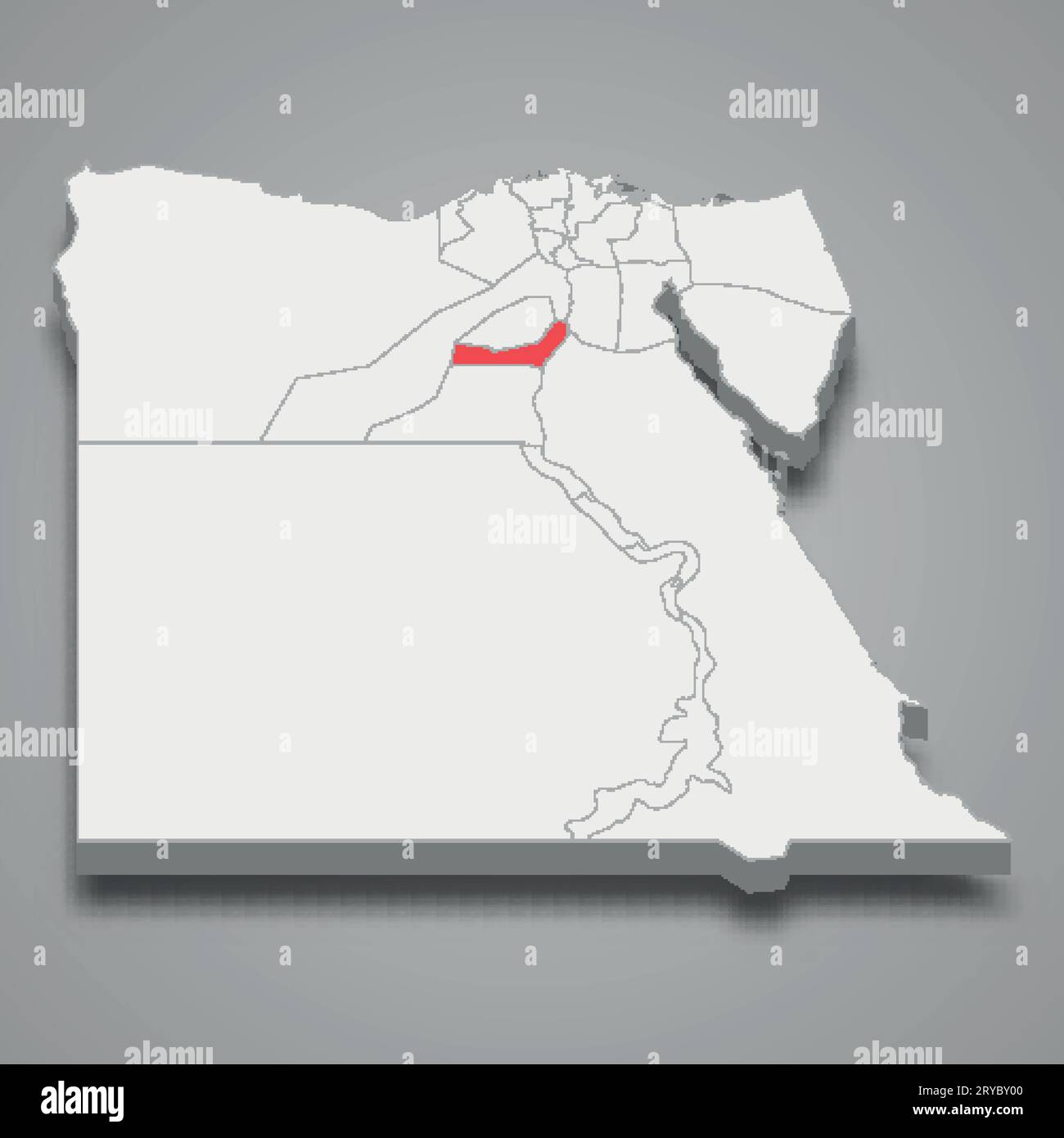 Beni Suef region location within Egypt 3d isometric map Stock Vector ...