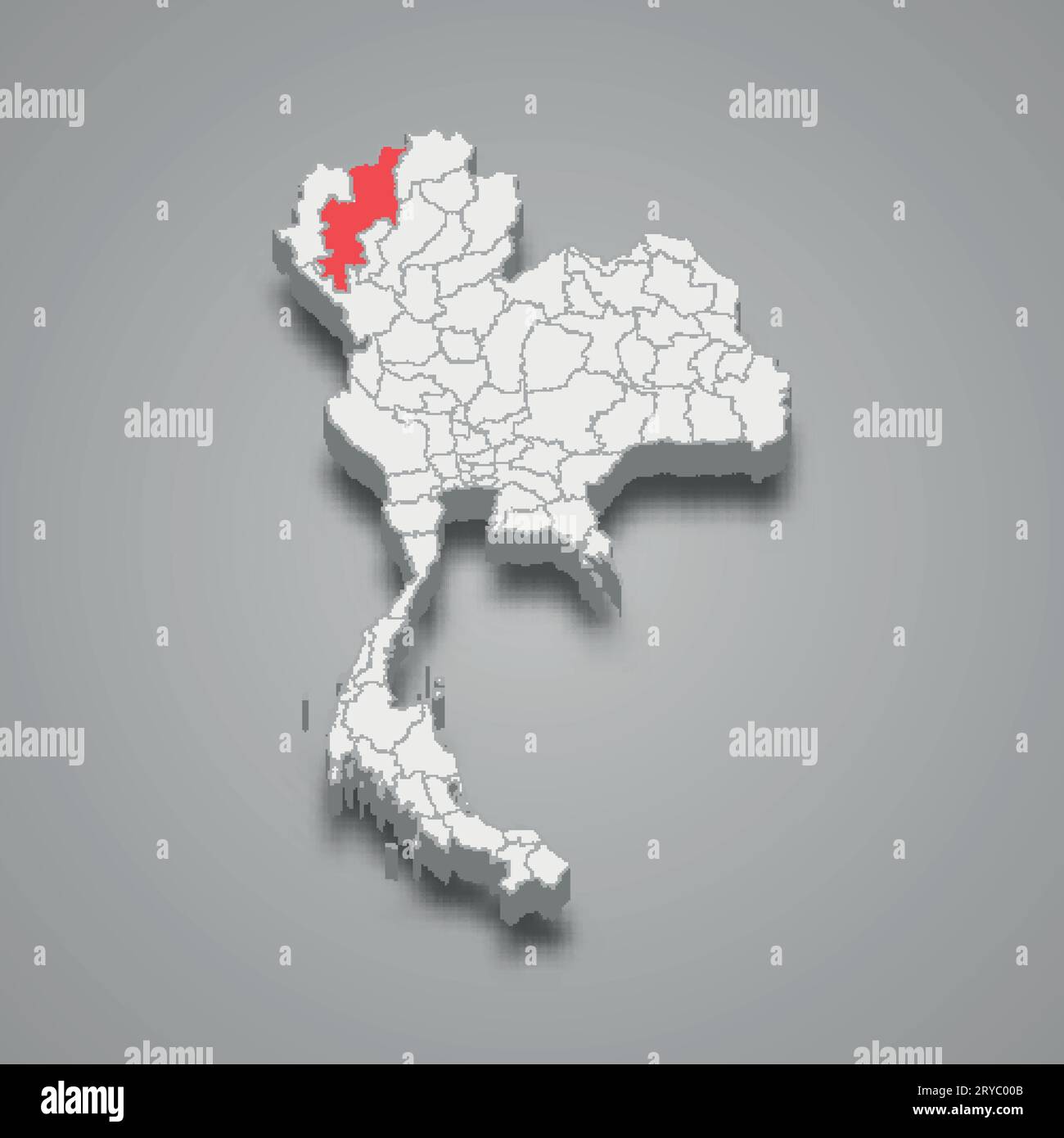 Chiang Mai province location Thailand 3d isometric map Stock Vector ...