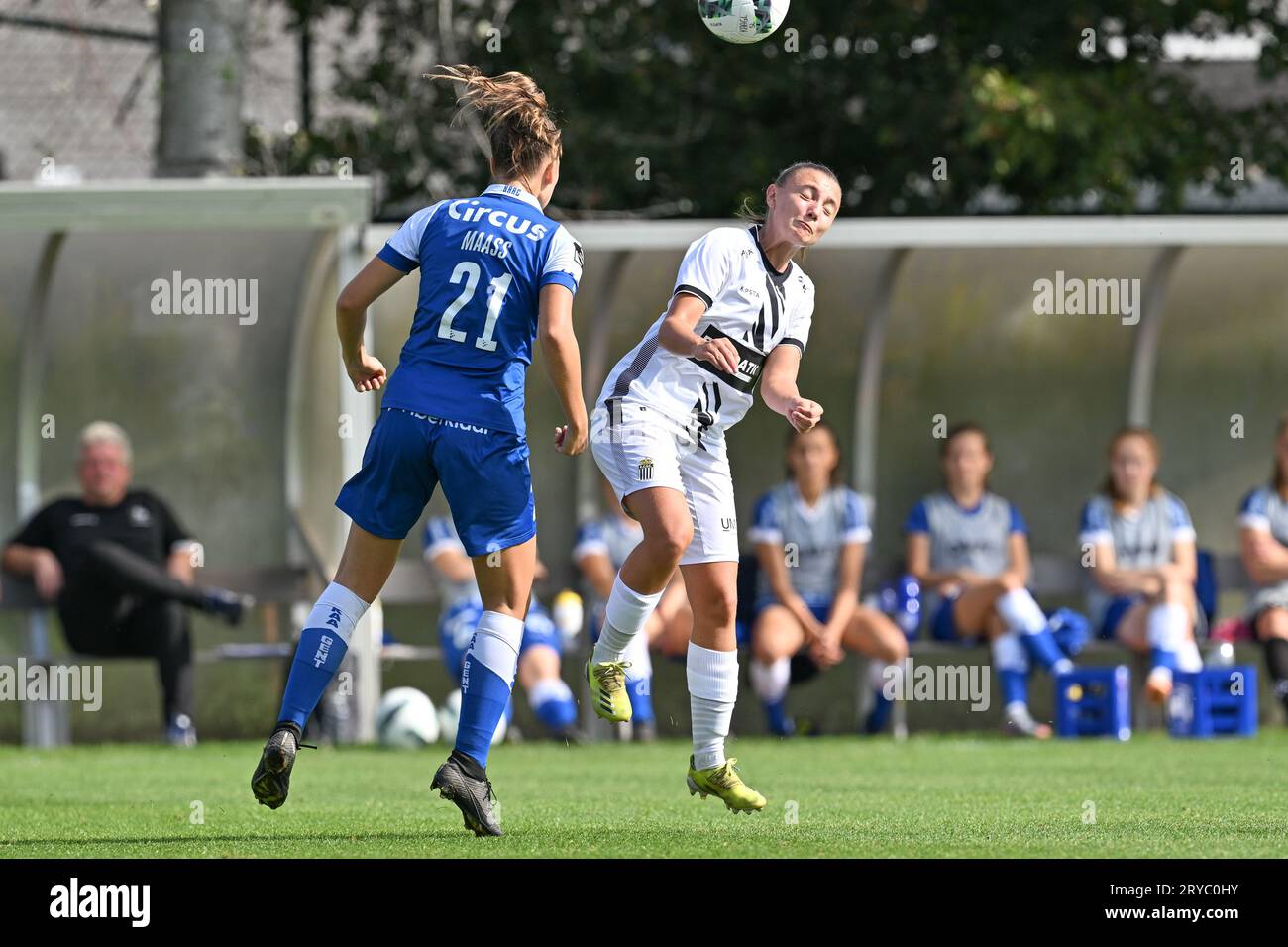 Oostakker, Belgium. 30th Sep, 2023. Elfi Maass (21) of AA Gent pictured ...