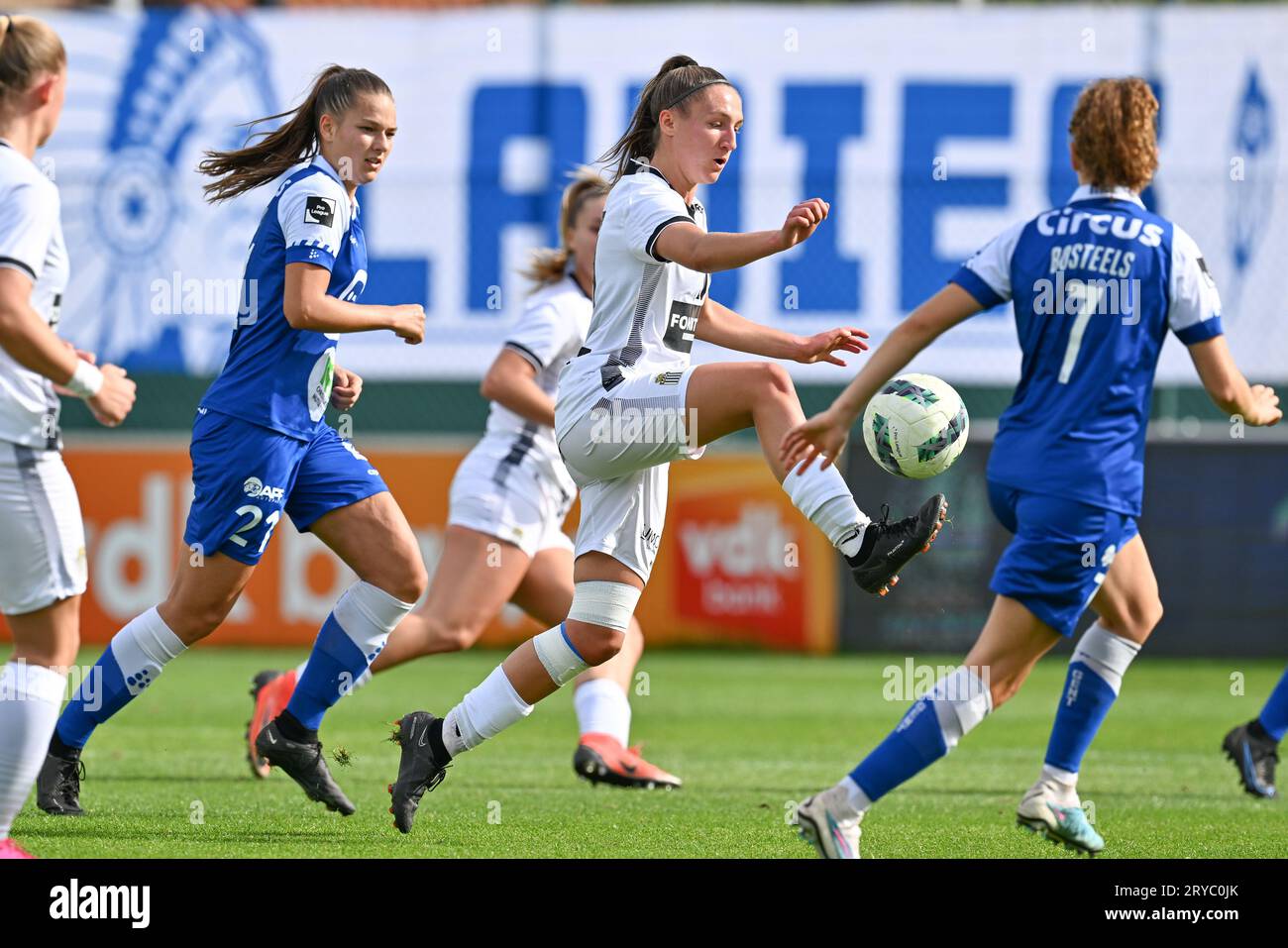 Oostakker, Belgium. 30th Sep, 2023. Elfi Maass (21) of AA Gent pictured ...