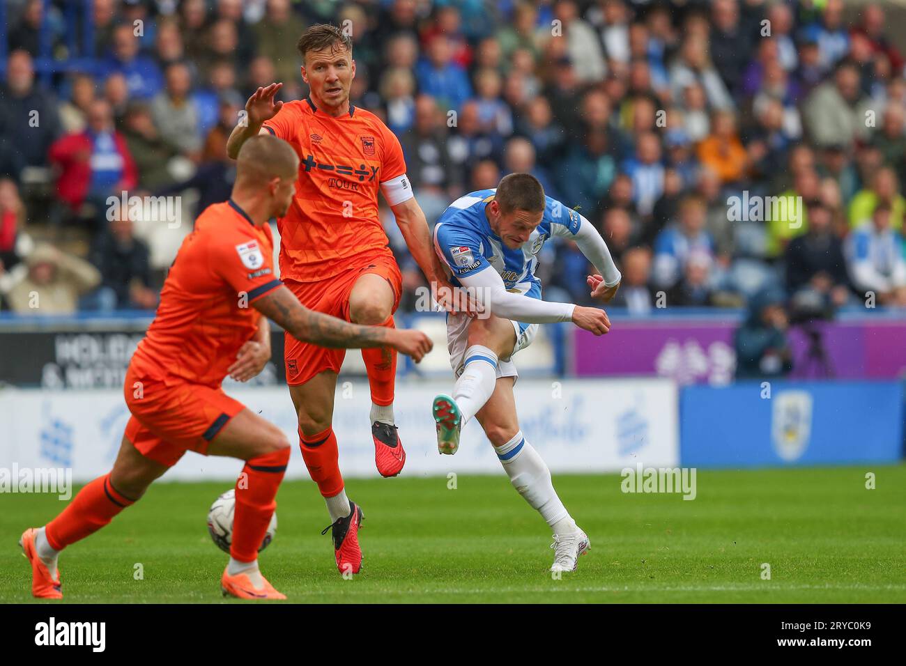 Ben Wiles #23 of Huddersfield Town has a shot at goal during the Sky ...