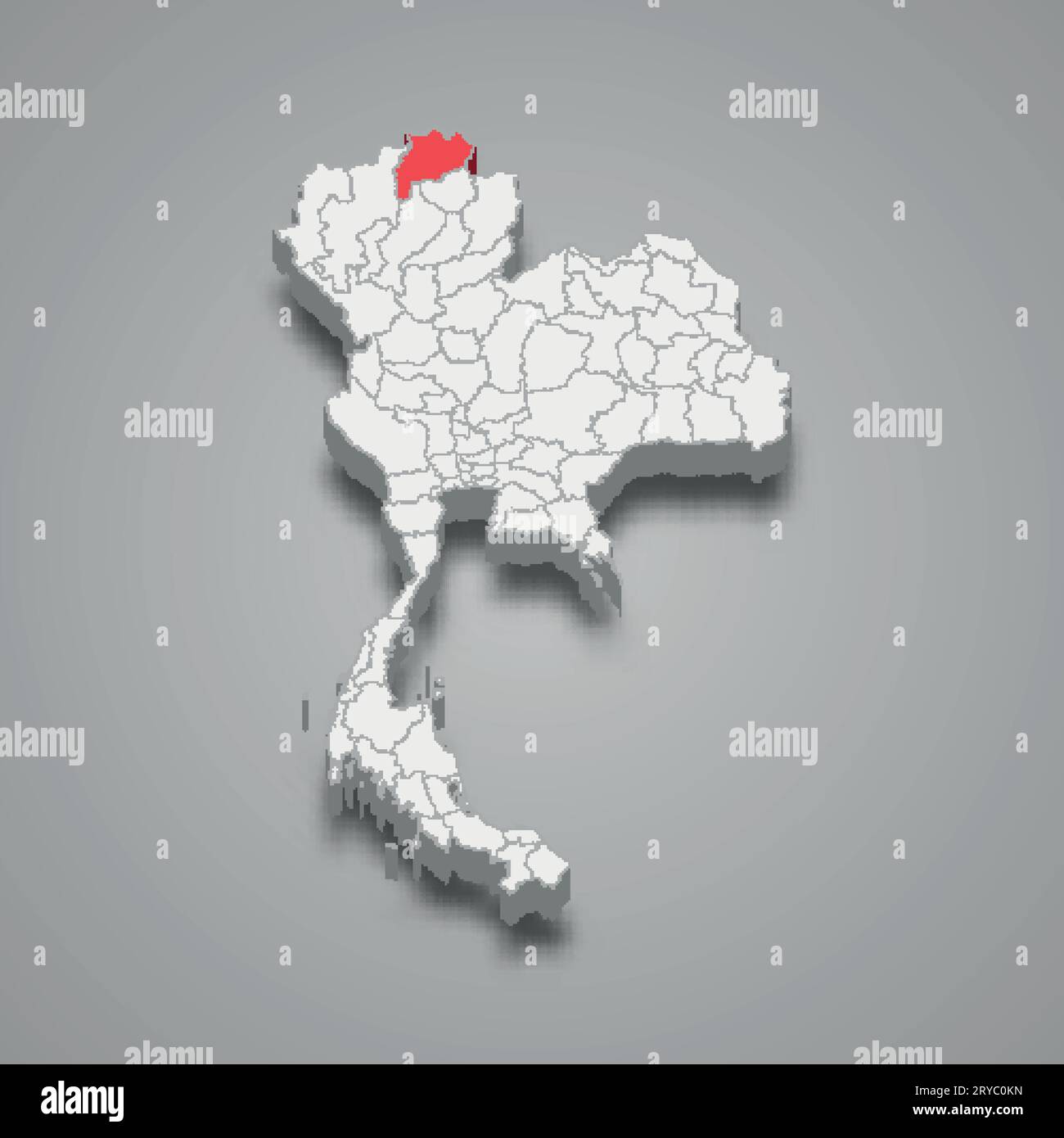 Chiang Rai province location Thailand 3d isometric map Stock Vector ...