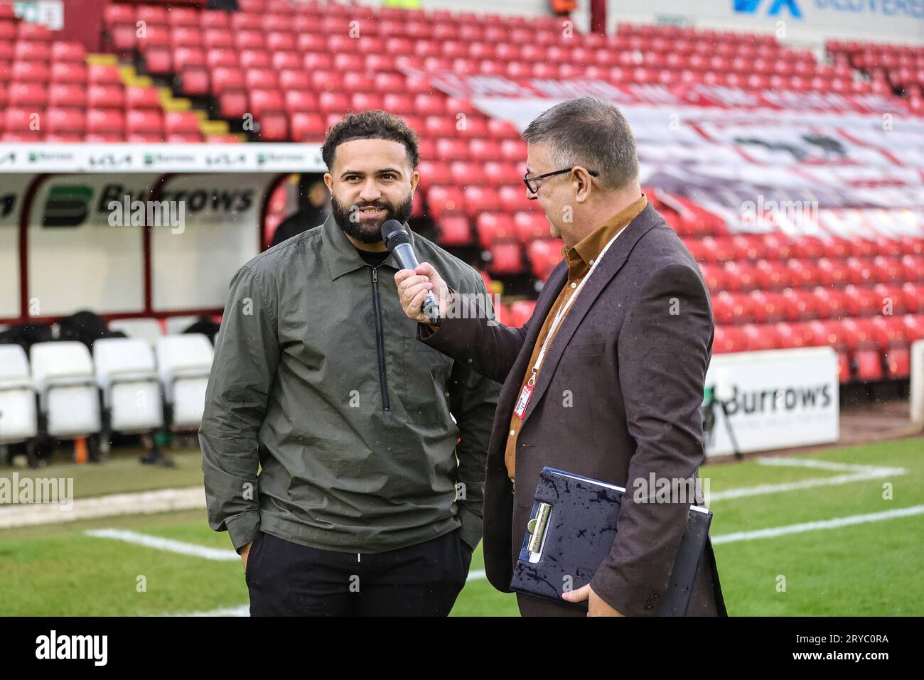 Reuben Noble-Lazarus is in attendance during the Sky Bet League 1 match ...