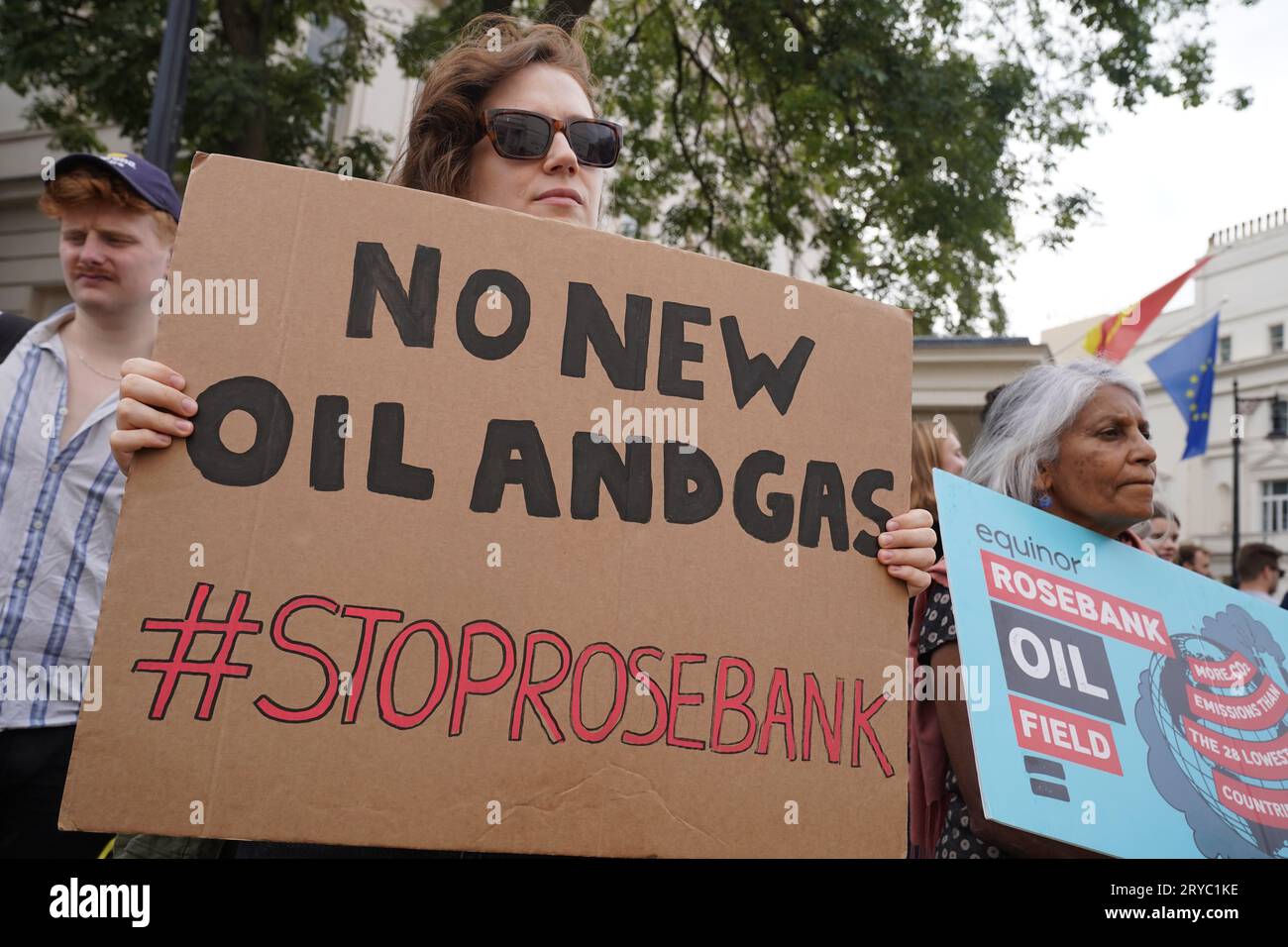 People take part during a protest in central London after the ...