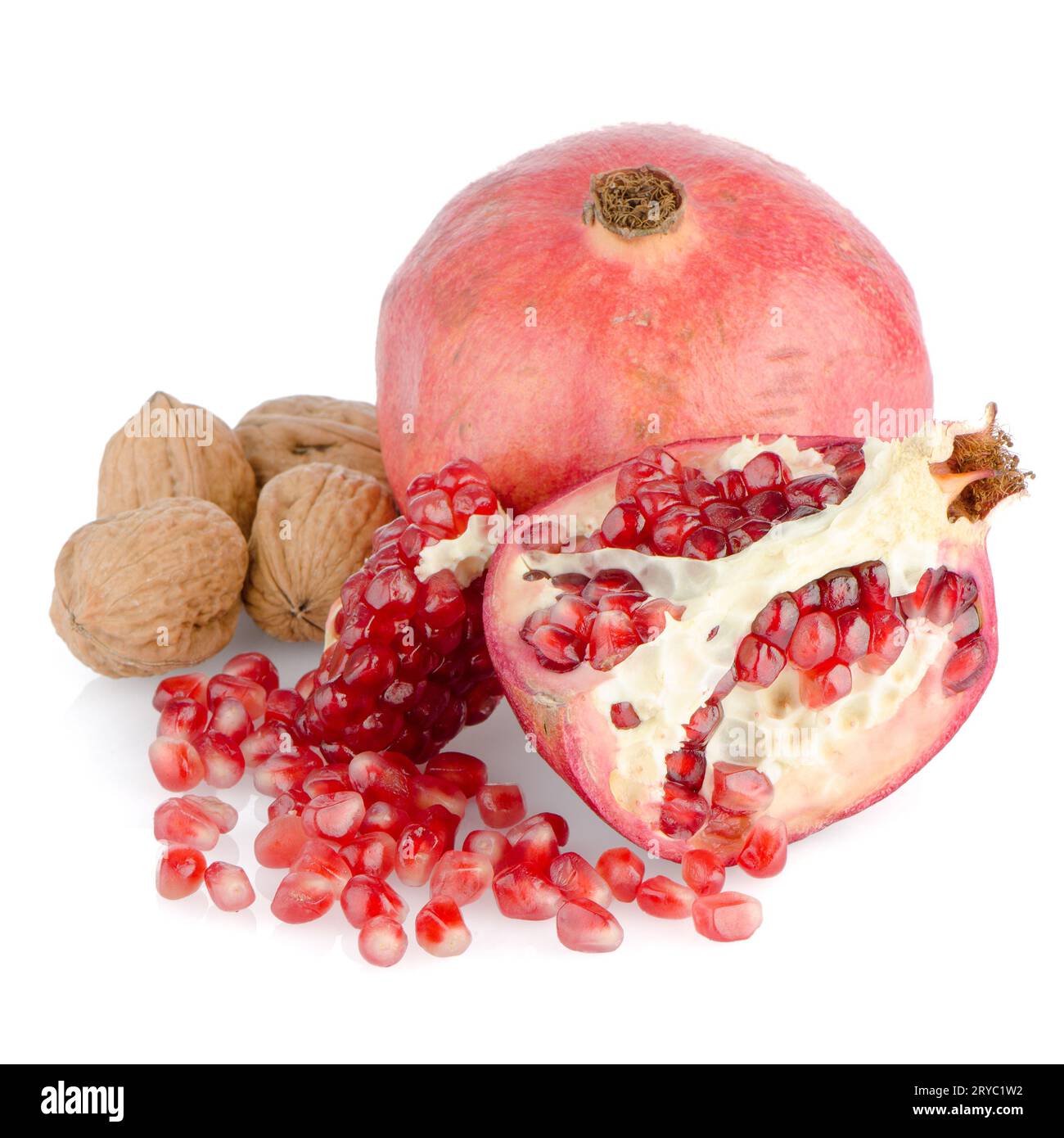 Ripe pomegranate detail Cut Out Stock Images & Pictures - Alamy