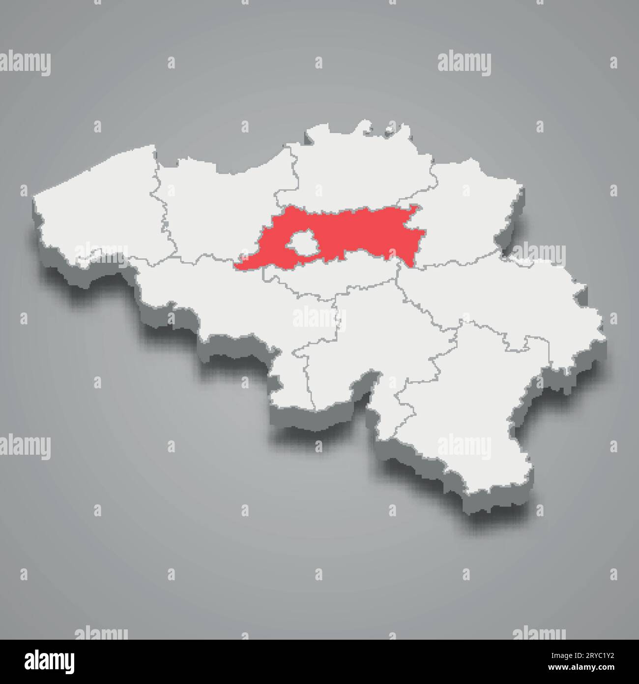 Flemish Brabant state location within Belgium 3d isometric map Stock ...