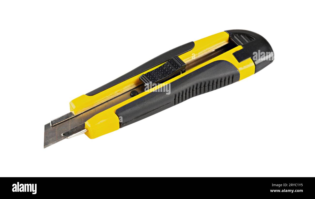 Segmented blade or snap-off blade utility knife isolated on white ...