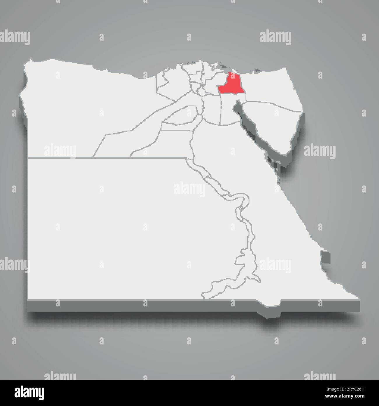 Ismailia region location within Egypt 3d isometric map Stock Vector ...