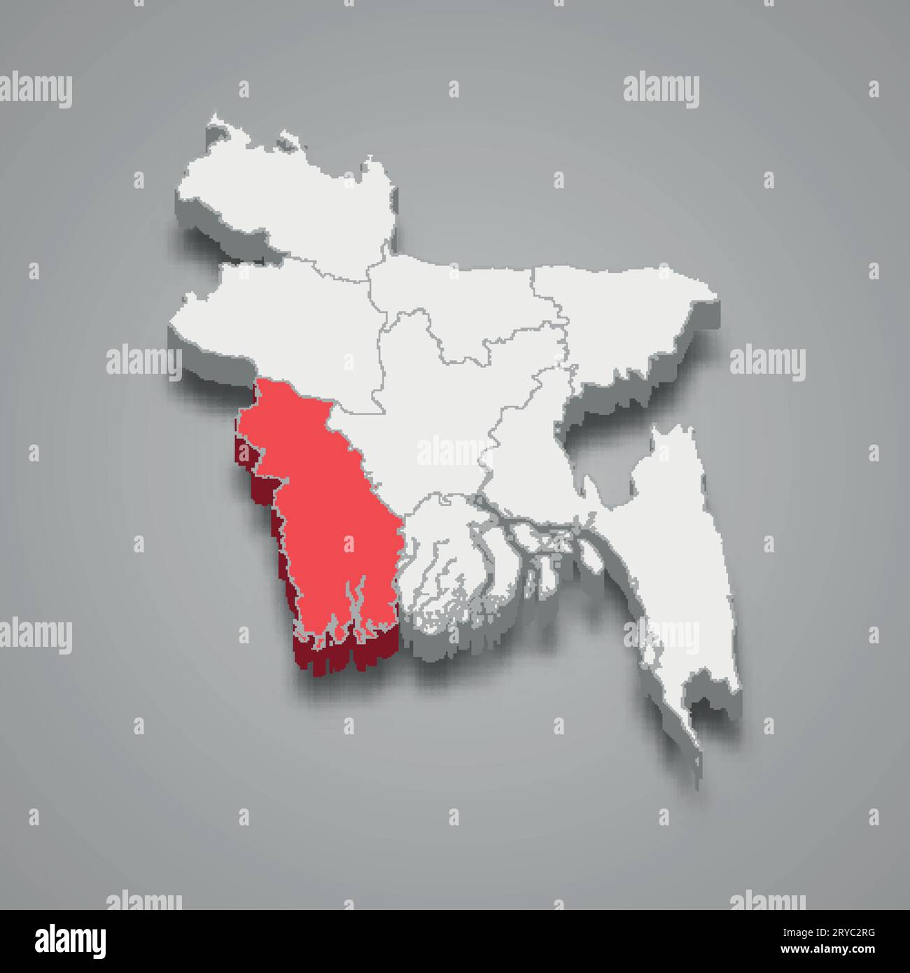 Khulna state location within Bangladesh 3d isometric map Stock Vector ...