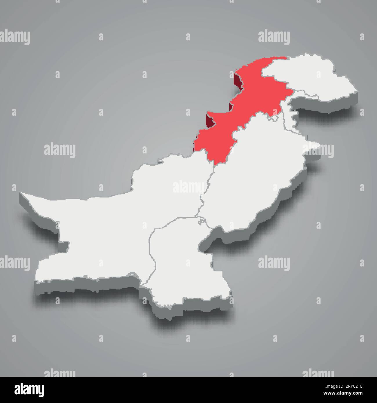 Khyber Pakhtunkhwa state location within Pakistan 3d isometric map ...