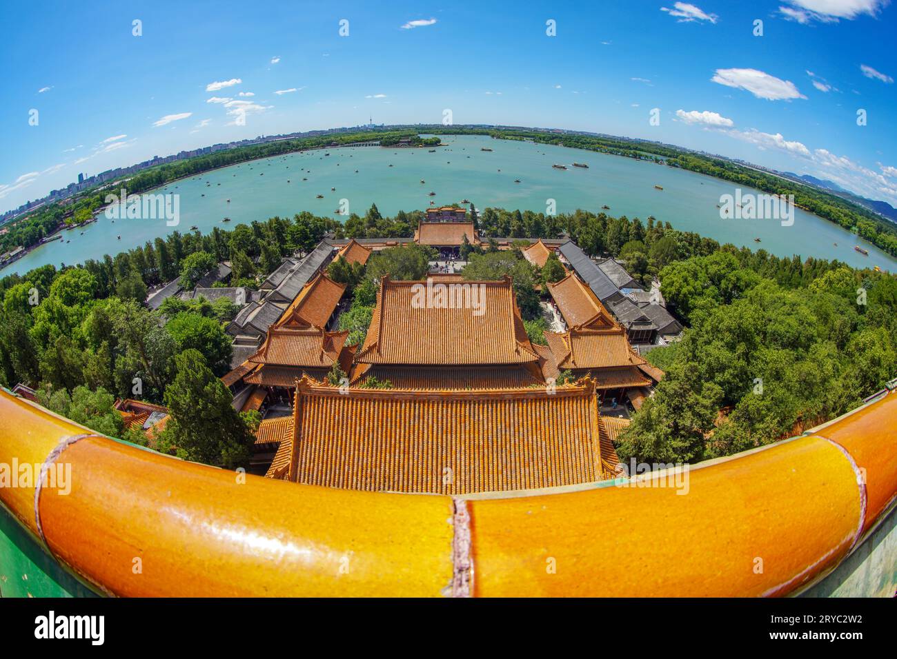 Beijing City, China - July 8, 2023: Scenery of Kunming Lake in Summer ...