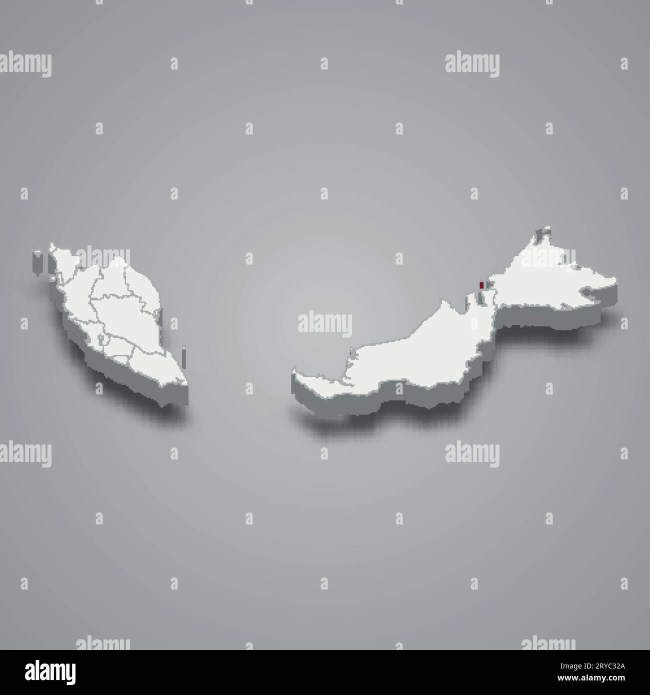 Labuan state location within Malaysia 3d isometric map Stock Vector ...