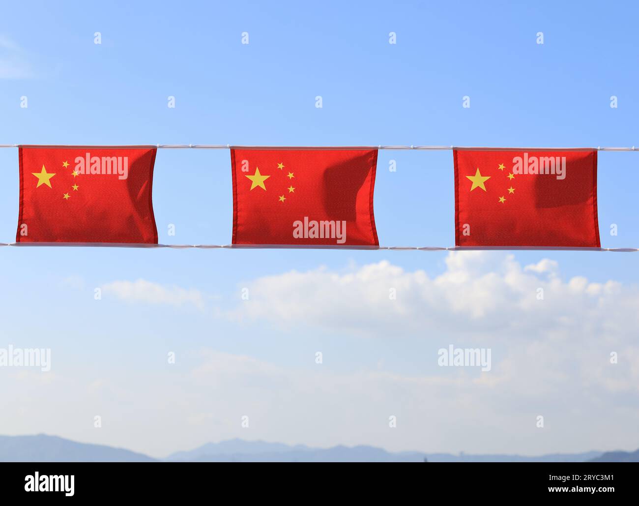 Chinese and hong kong flag set up in the event for celebrating the ...