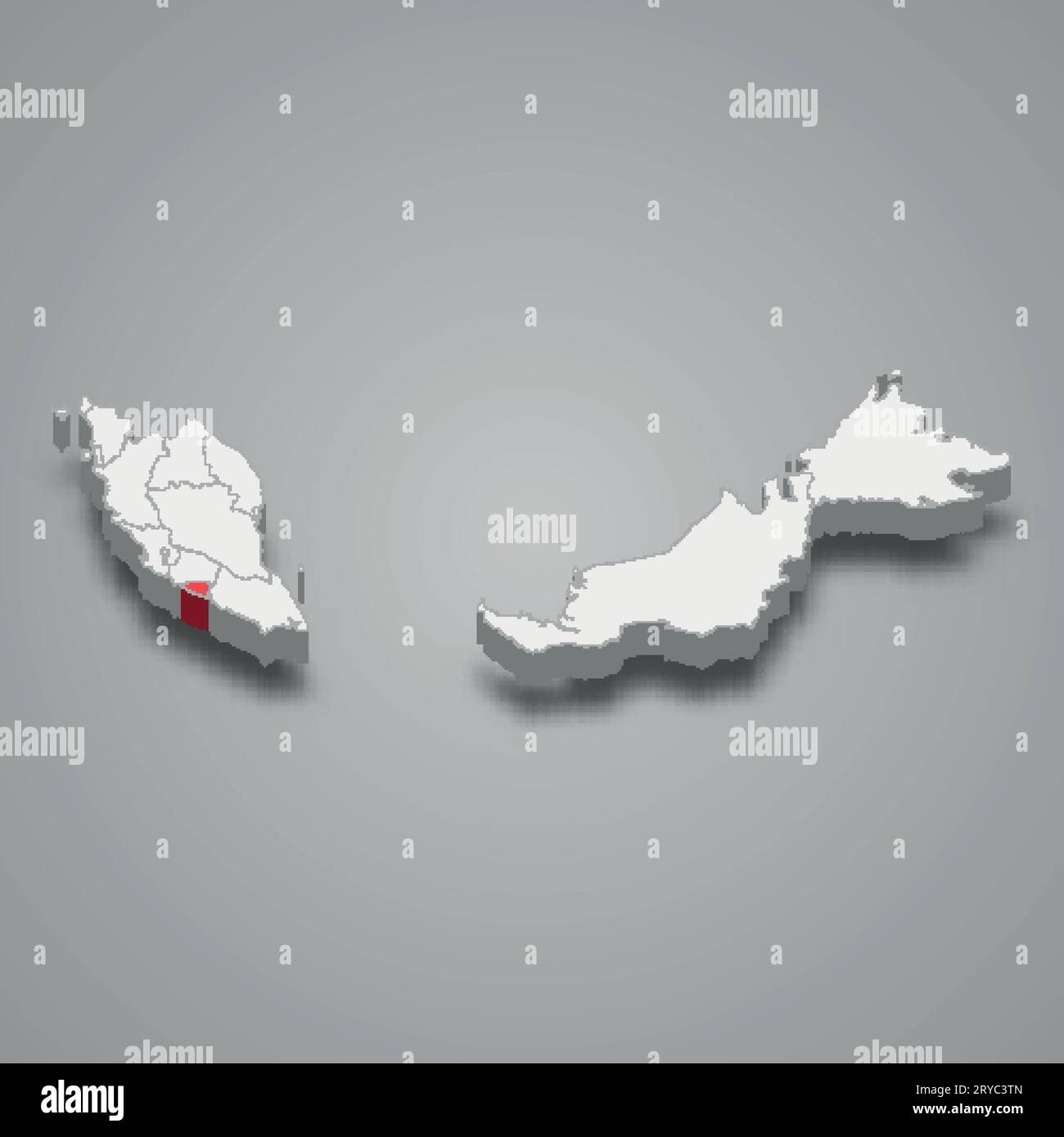 Malacca state location within Malaysia 3d isometric map Stock Vector ...