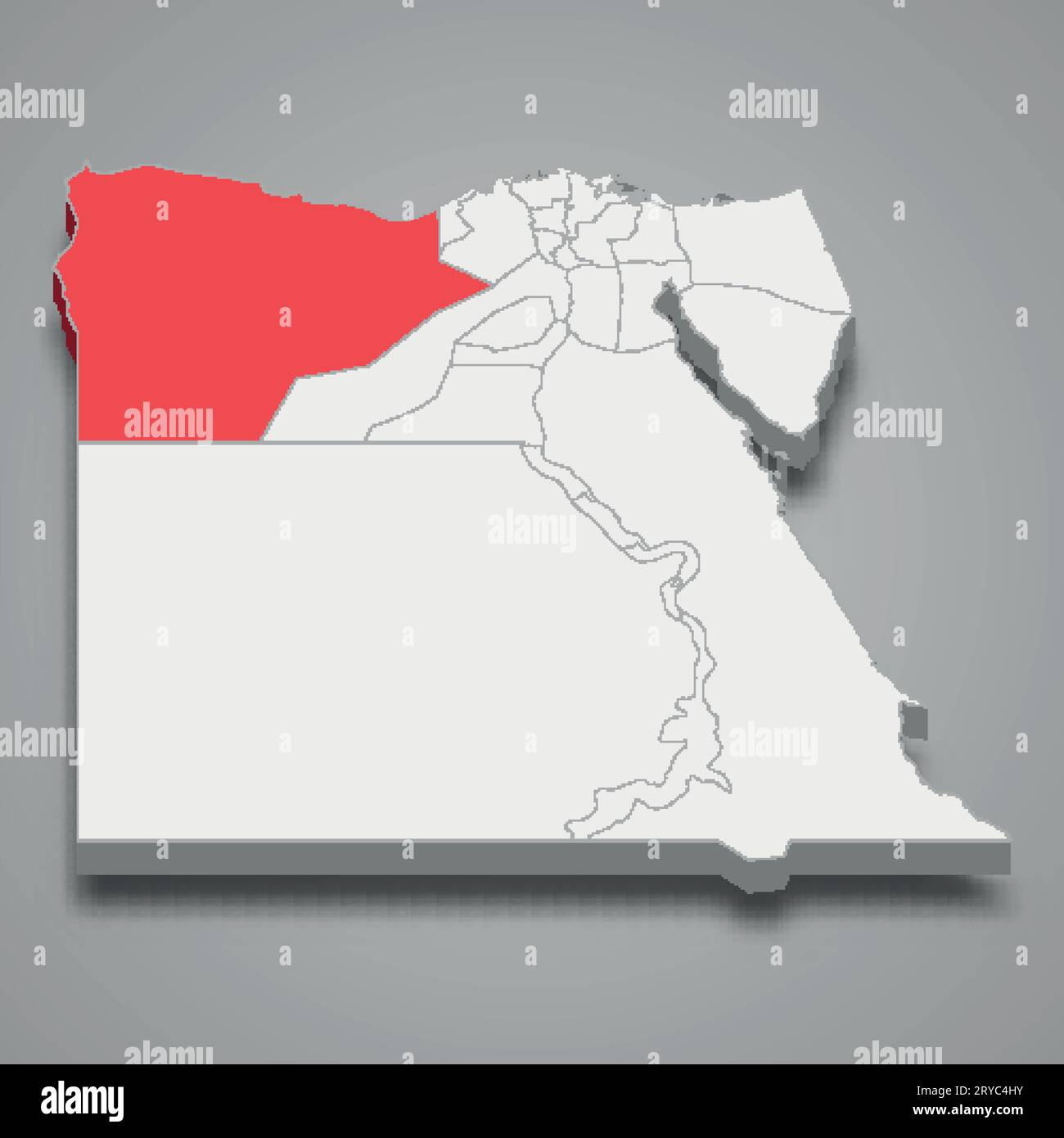 Matrouh region location within Egypt 3d isometric map Stock Vector ...
