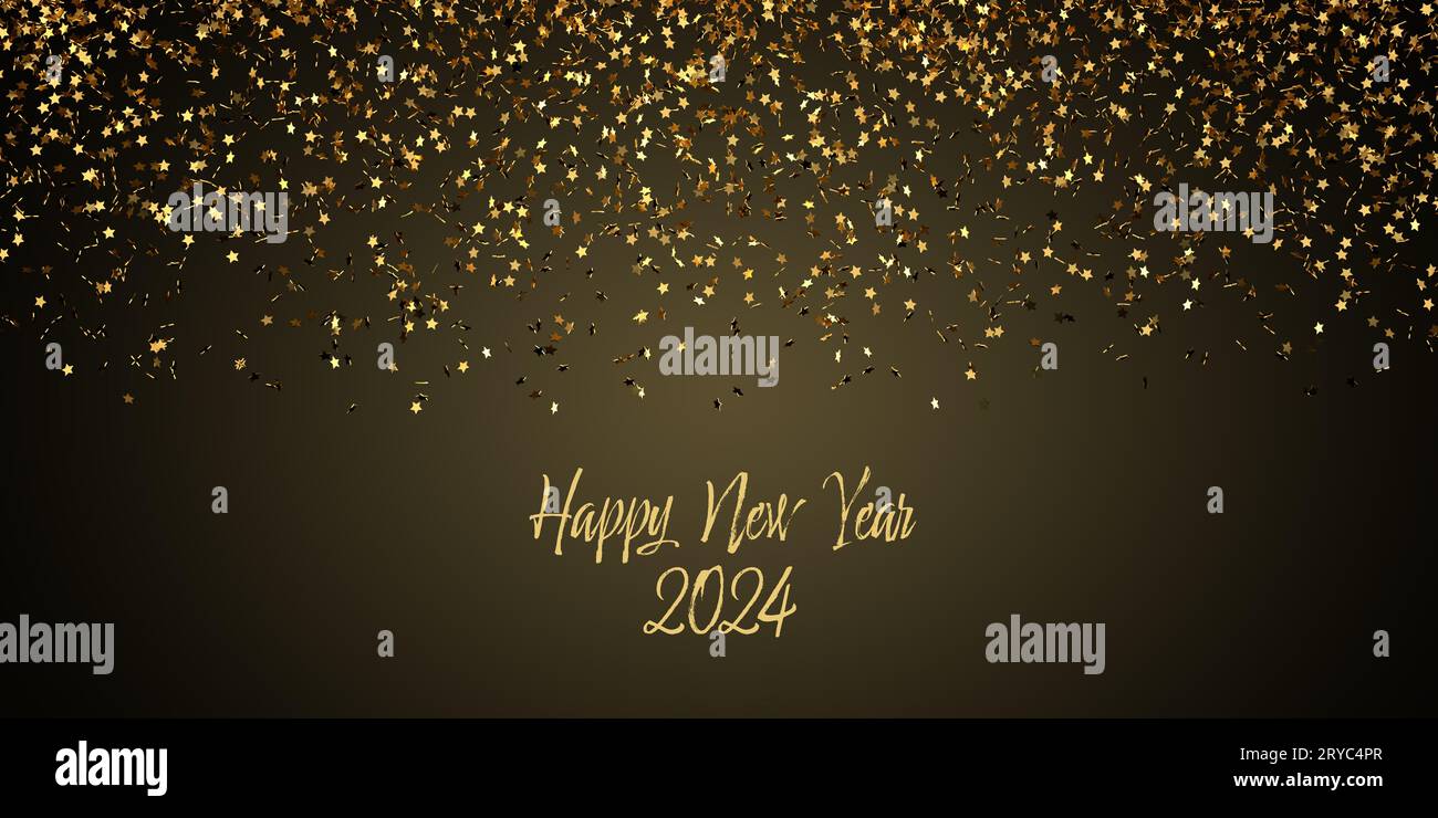 Golden stars falling in front of a dark background. Good luck concept ...