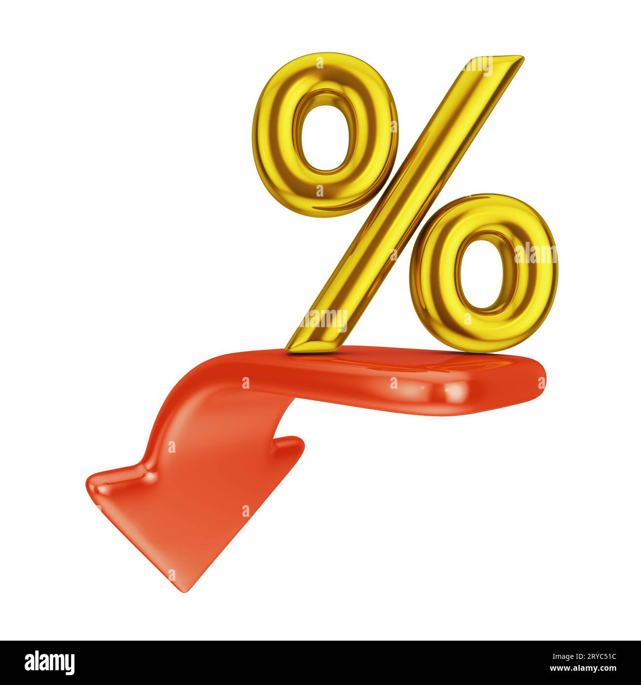 Red arrow and percent Stock Photo - Alamy