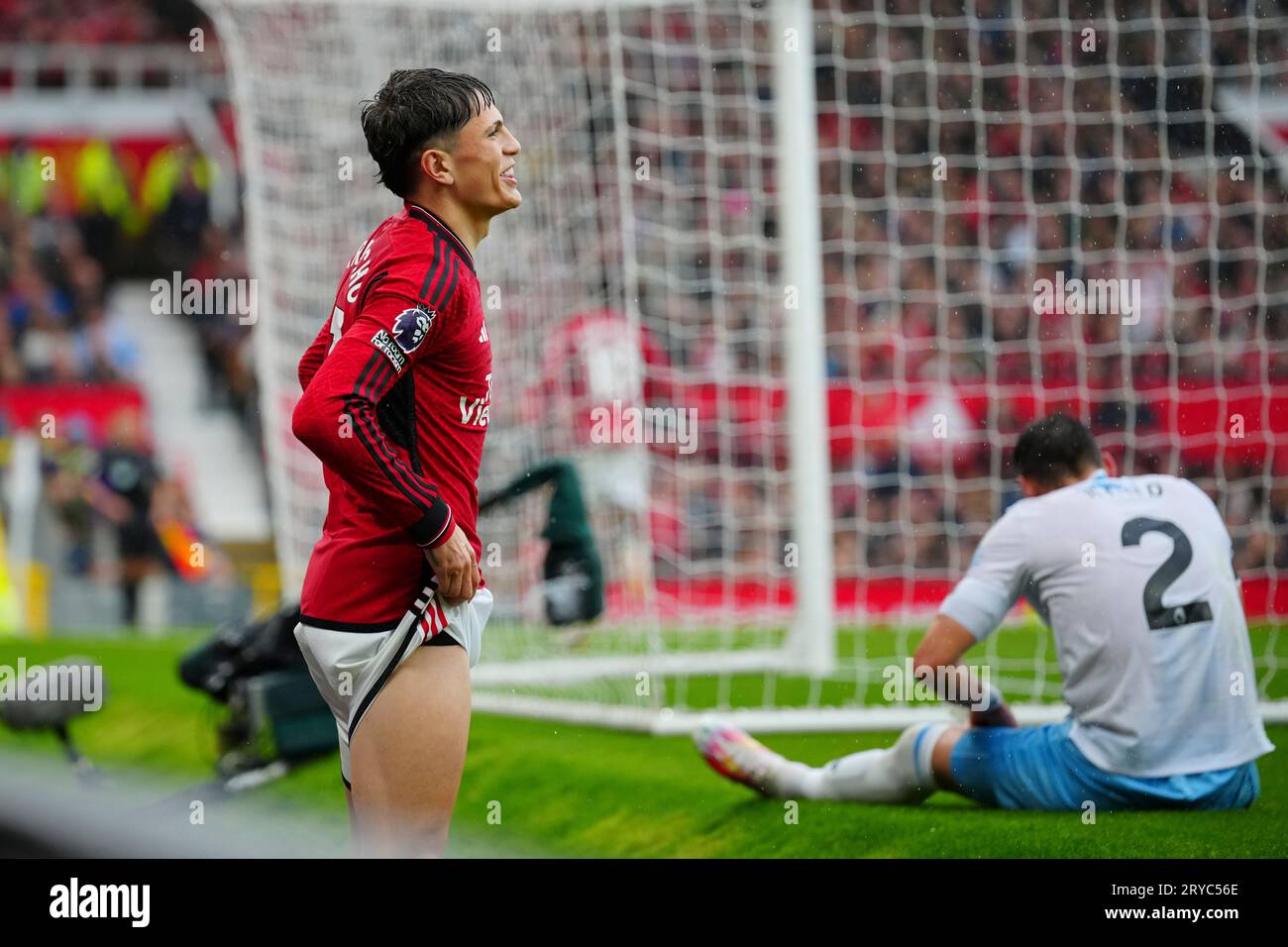 Manchester United's Alejandro Garnacho reacts after missing a chance to ...