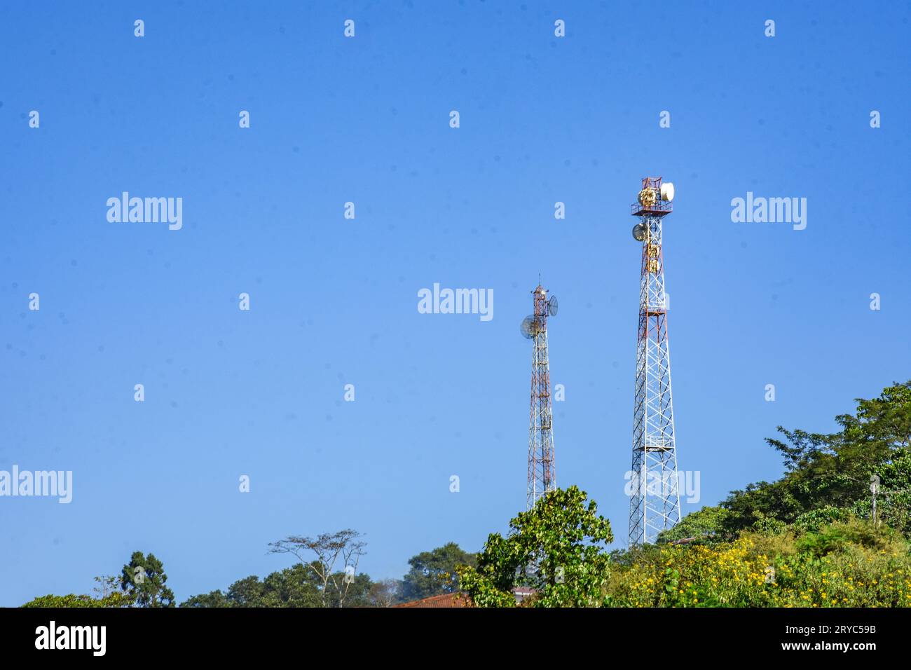 Telecommunications Radio mast on a hilltop Stock Photo - Alamy
