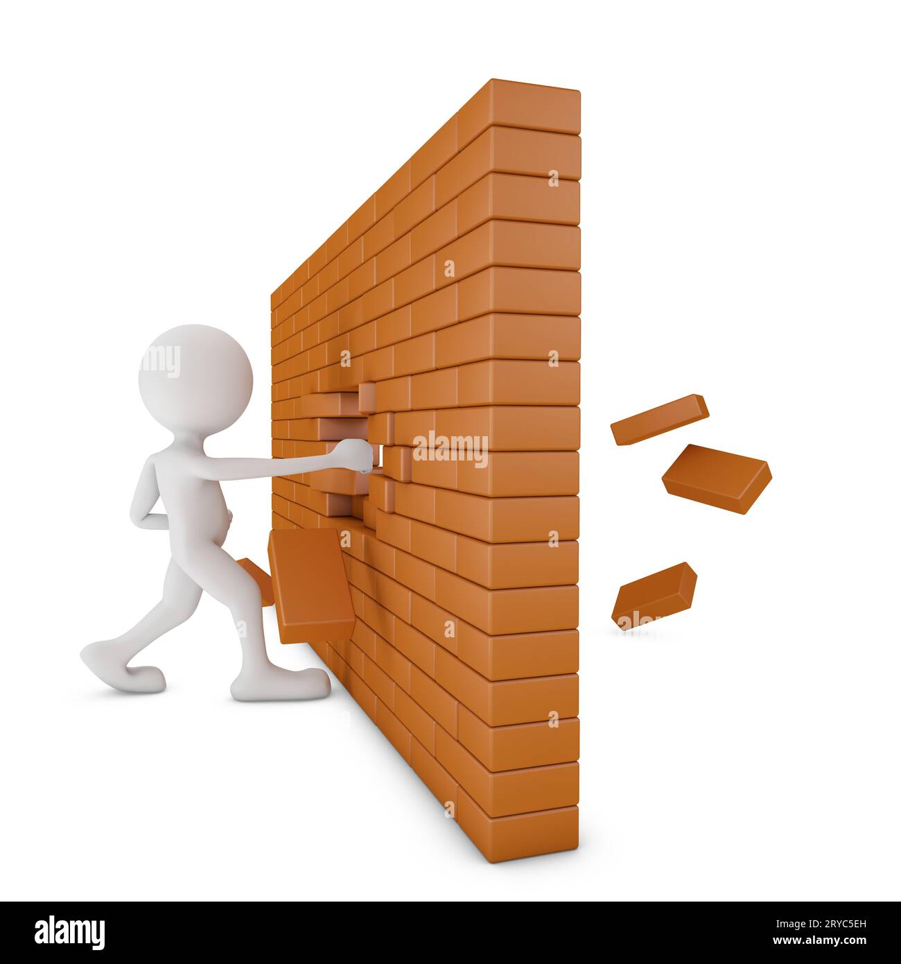 Broken white brick wall Cut Out Stock Images & Pictures - Alamy