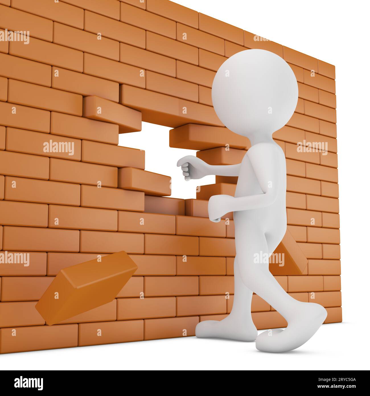 White brick wall breaking hi-res stock photography and images - Alamy