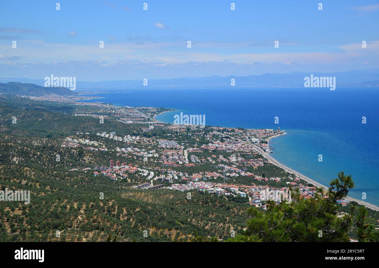A view from Altinoluk Town, a resort area in Balikesir, Turkey Stock ...