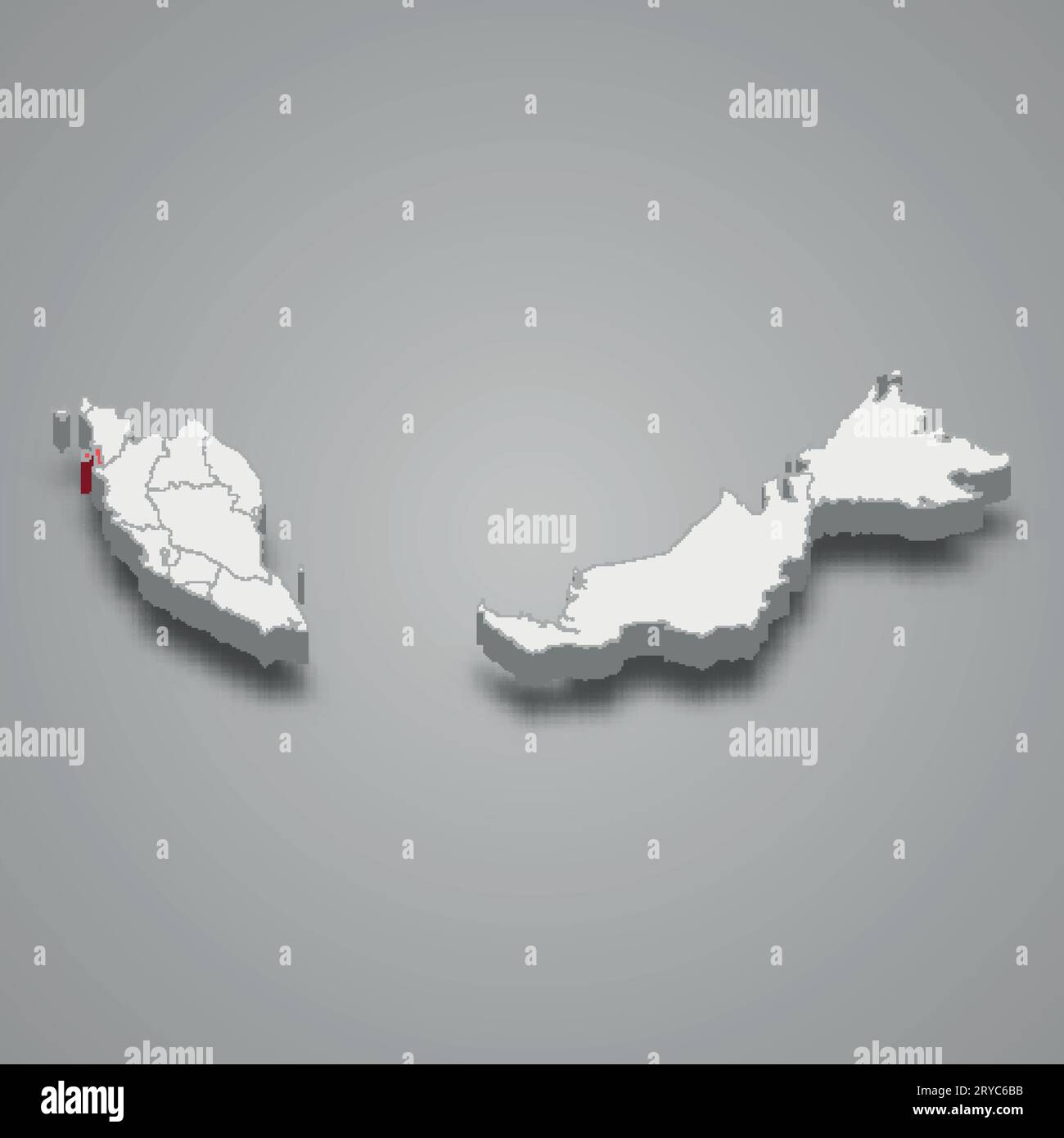 Penang state location within Malaysia 3d isometric map Stock Vector ...