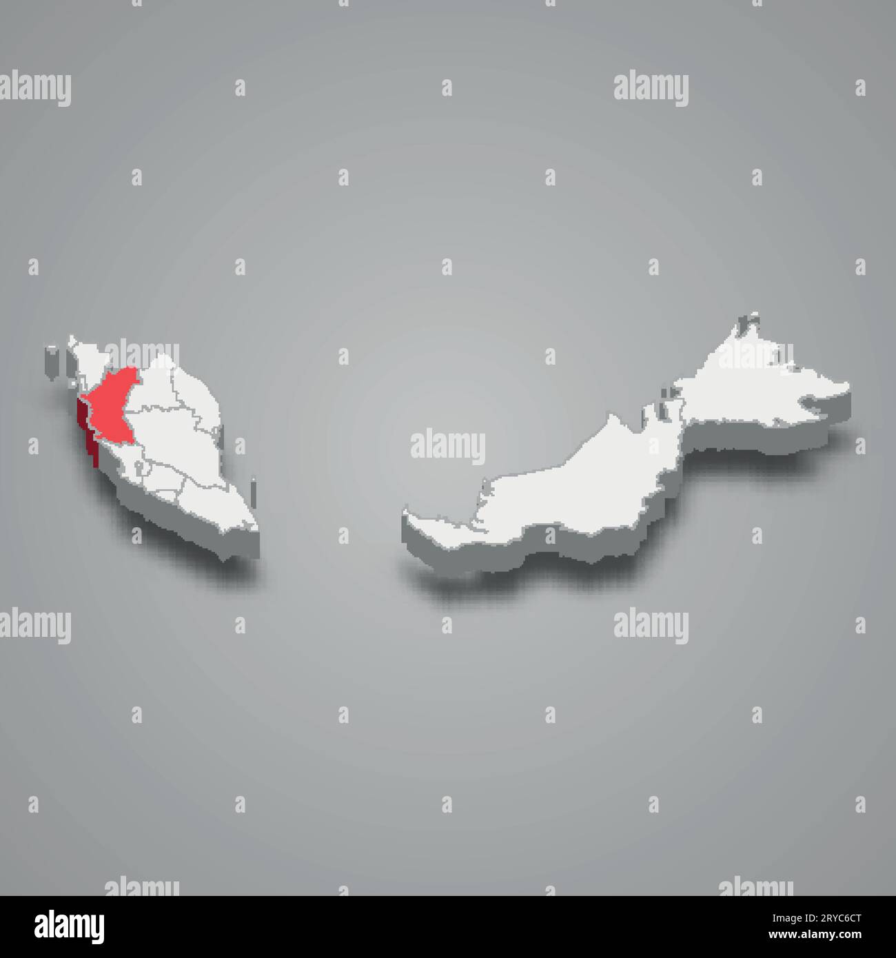 Perak state location within Malaysia 3d isometric map Stock Vector ...