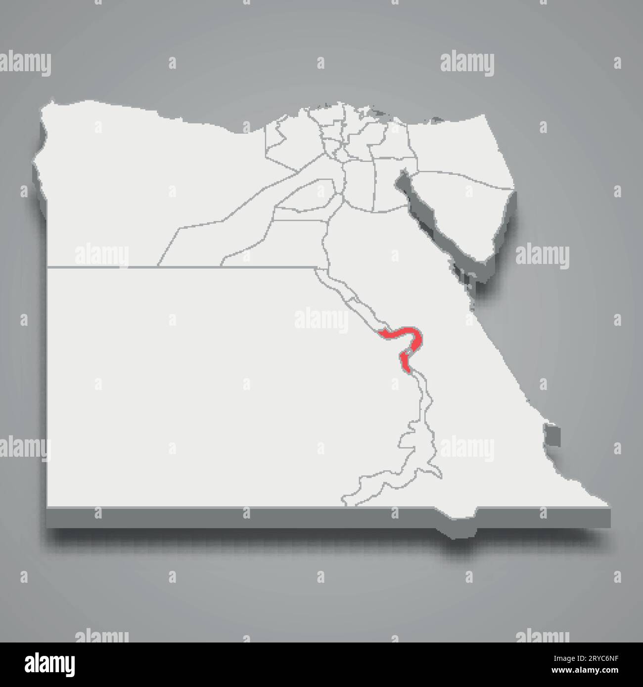 Qena region location within Egypt 3d isometric map Stock Vector Image ...